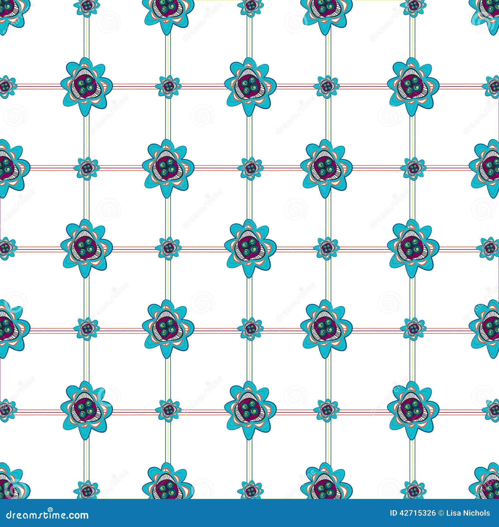 Flower & Plaid Patterned Background Stock Illustration - Illustration ...