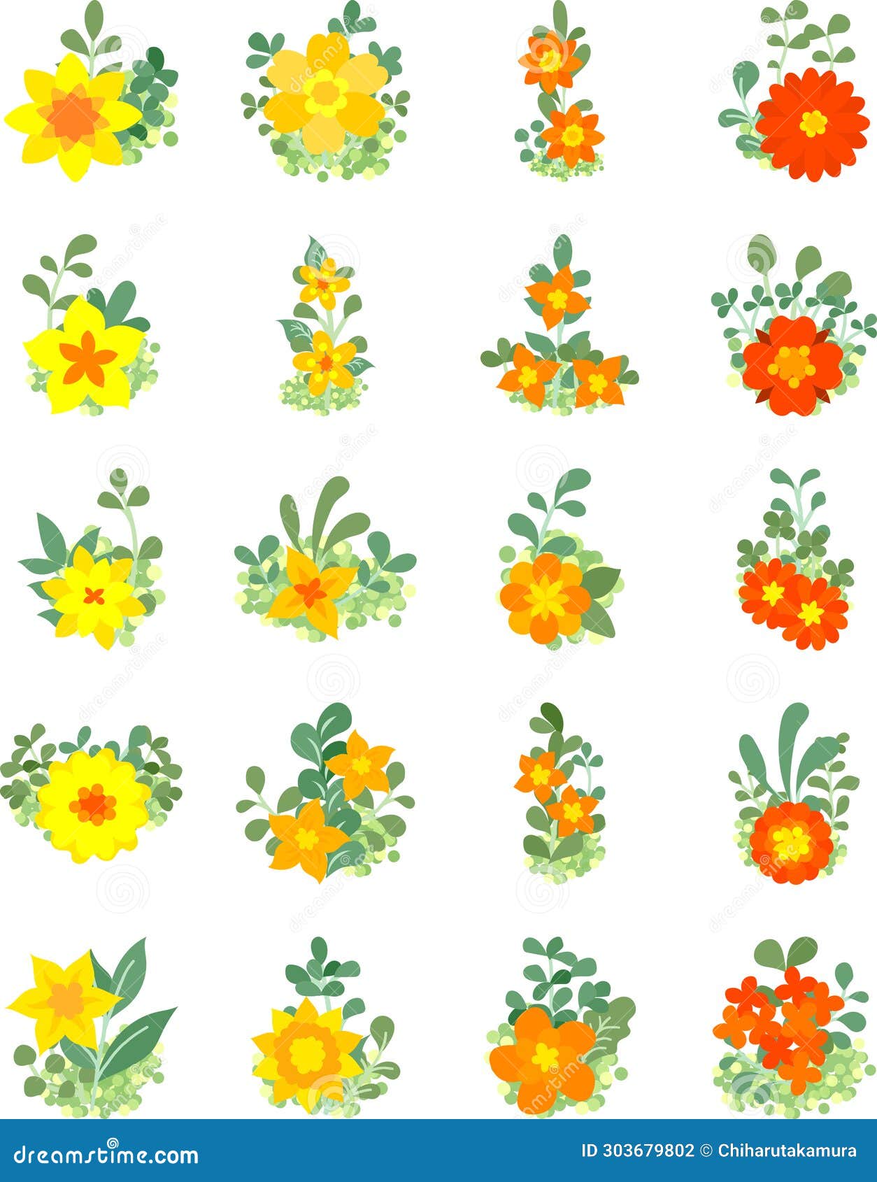 Colorful Flower Themed Icon Set Stock Vector - Illustration of style ...