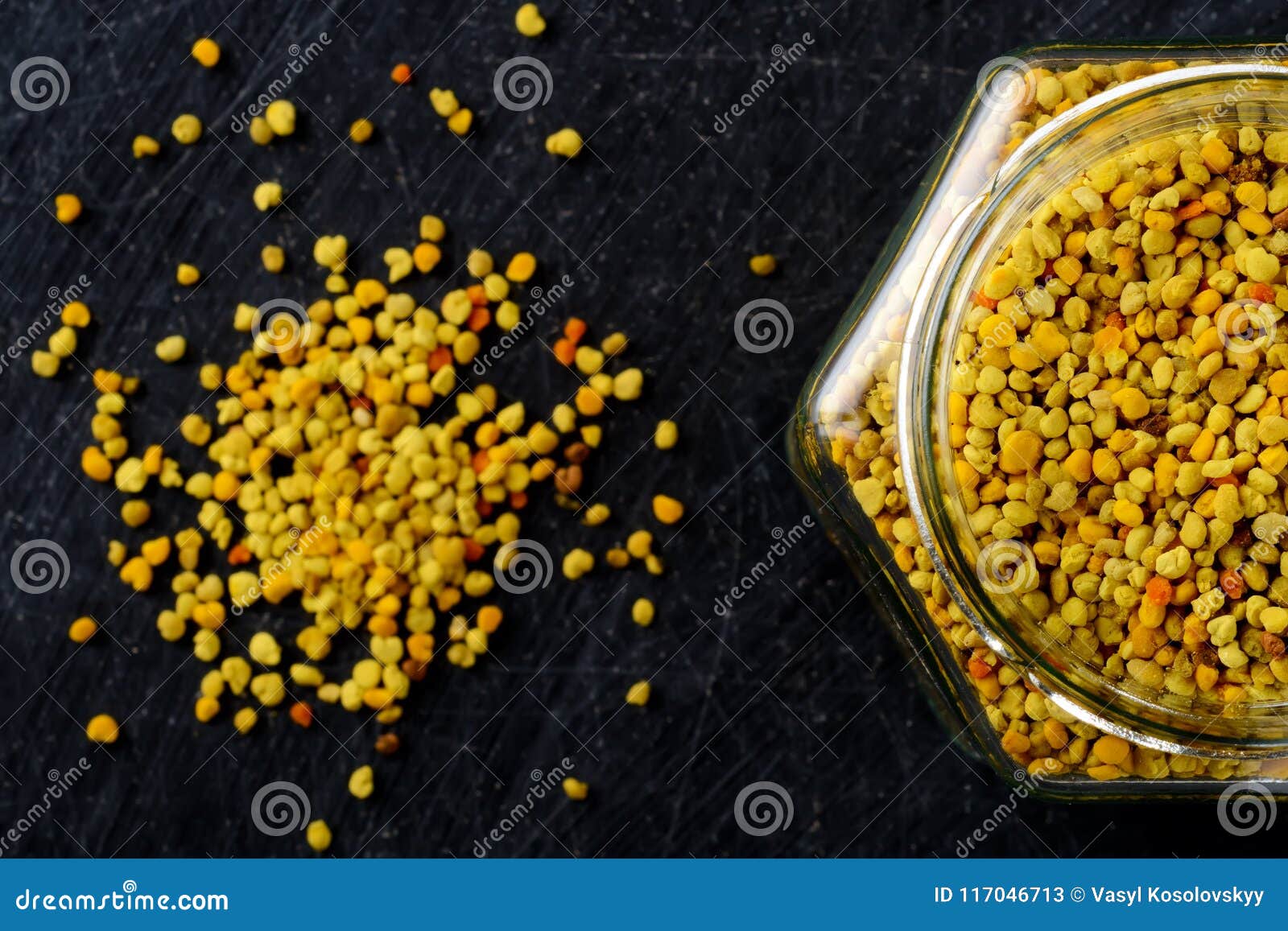 Flower Pollen on a Dark Background. Apitherapy. Stock Image - Image of ...
