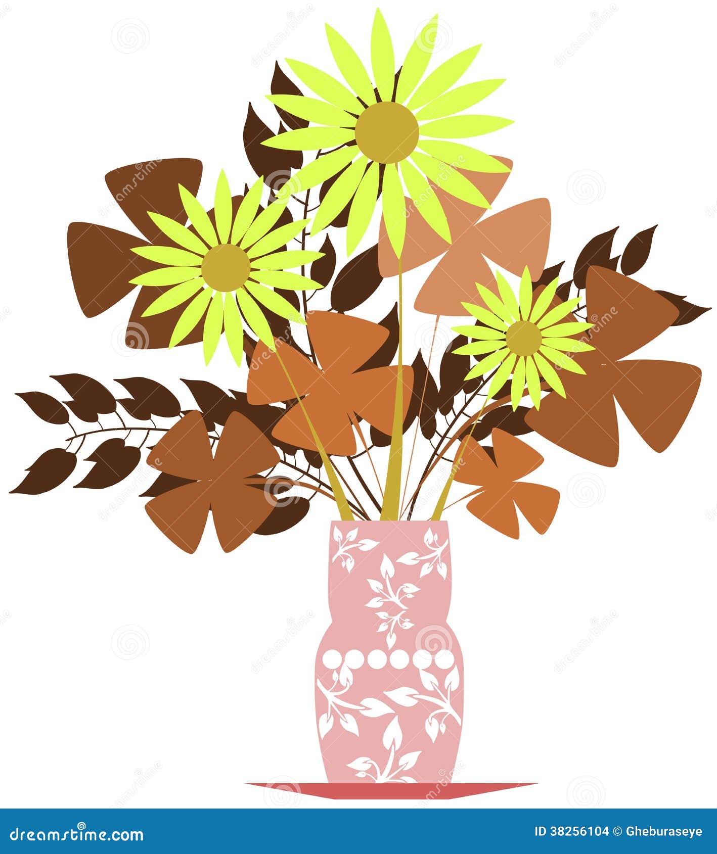 Stylized Colorful Flower Pot Isolated Stock Illustration - Illustration ...