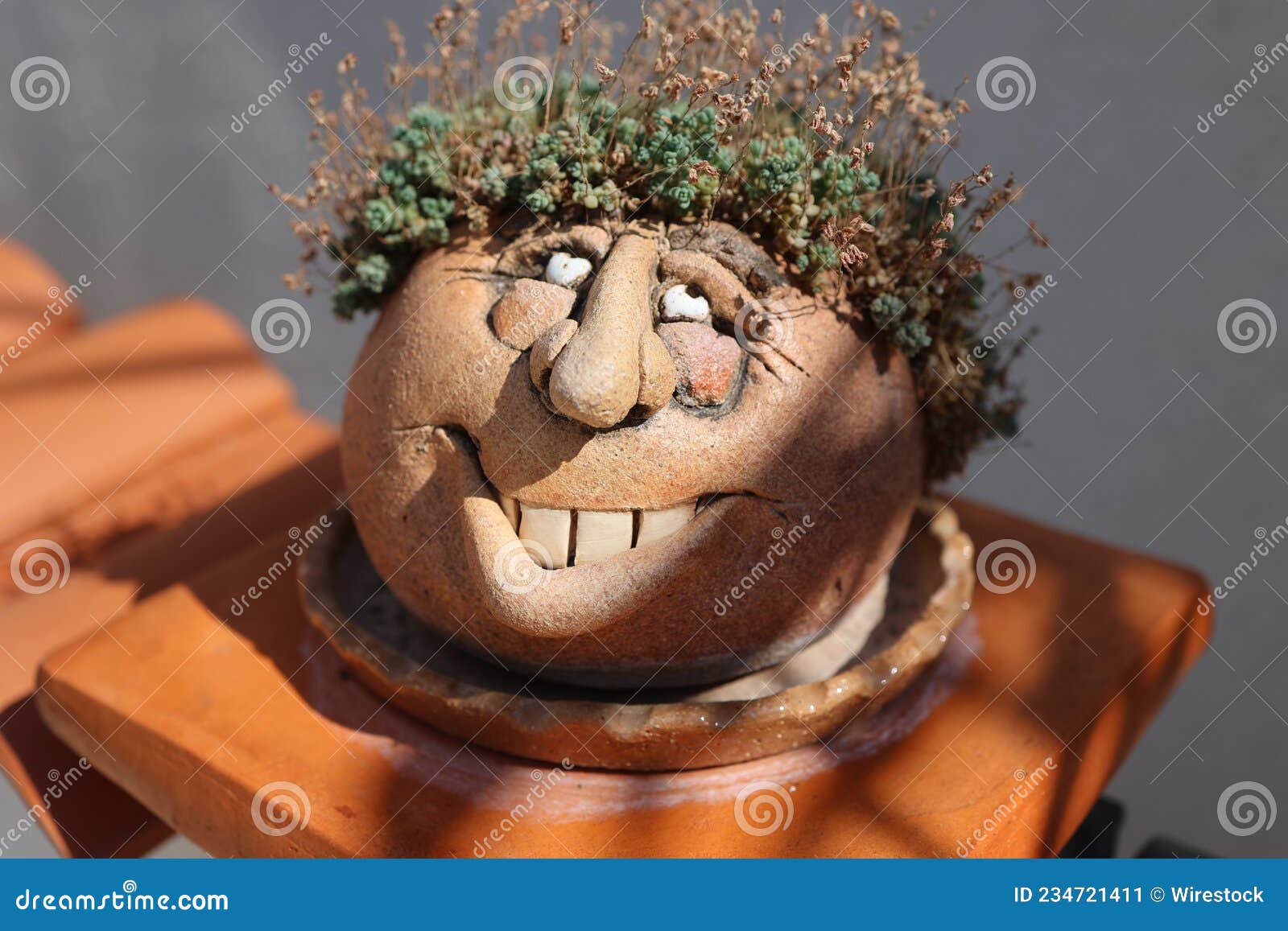 Flower Pot in Form of a Funny Face with Big Teeth Editorial Photo ...