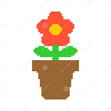 Flower in Pot Pixel Art. 8 Bit Vector Illustration Stock Vector ...
