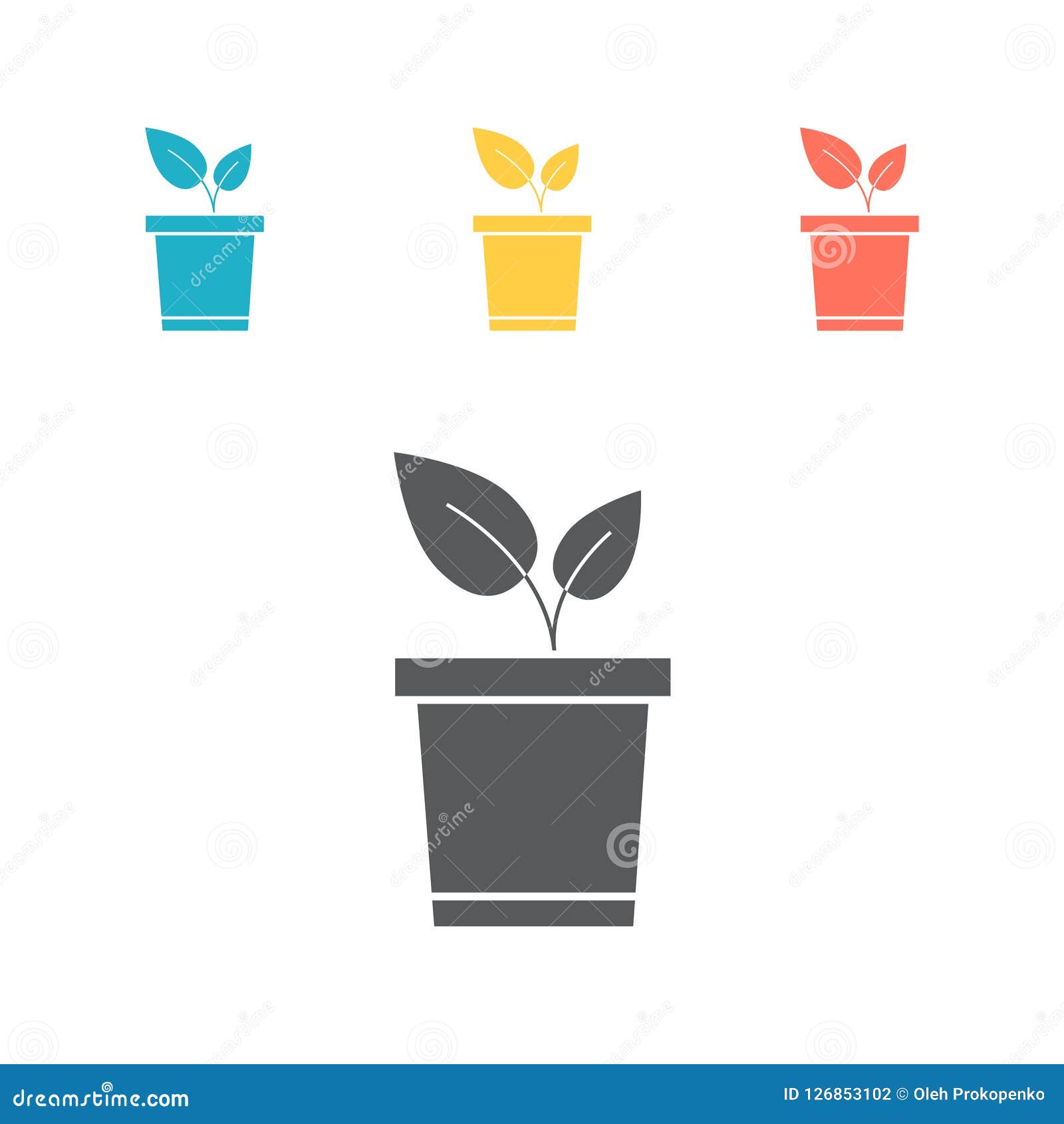 Flower Pot, Plant Pot, Seedling, Sapling Icon. Vector Illustration ...
