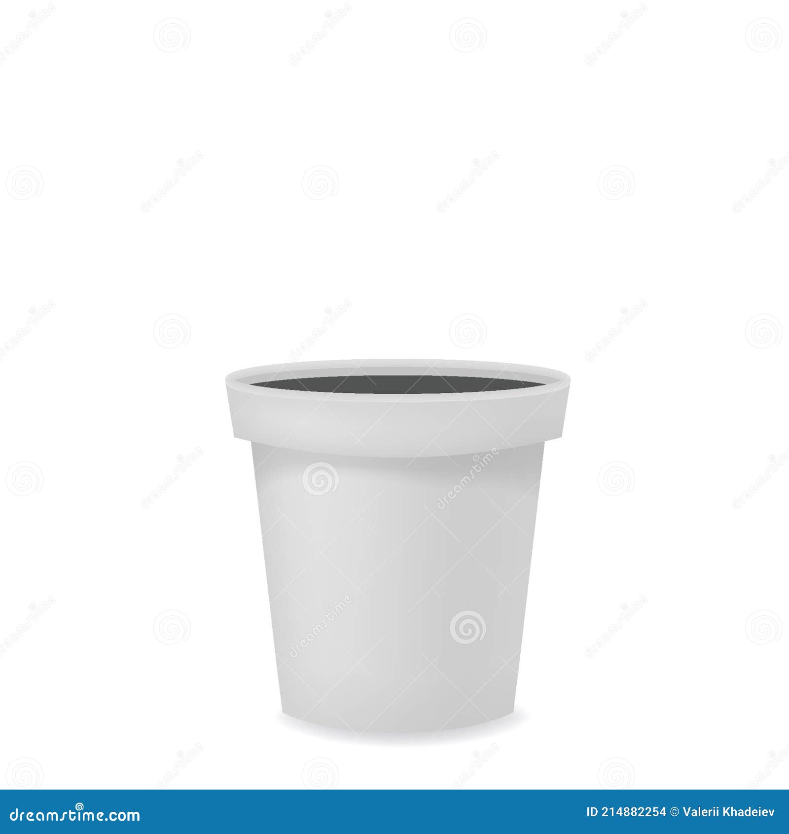 Flower Pot Realistic Empty White Ceramic or Plastic. Vector Template ...