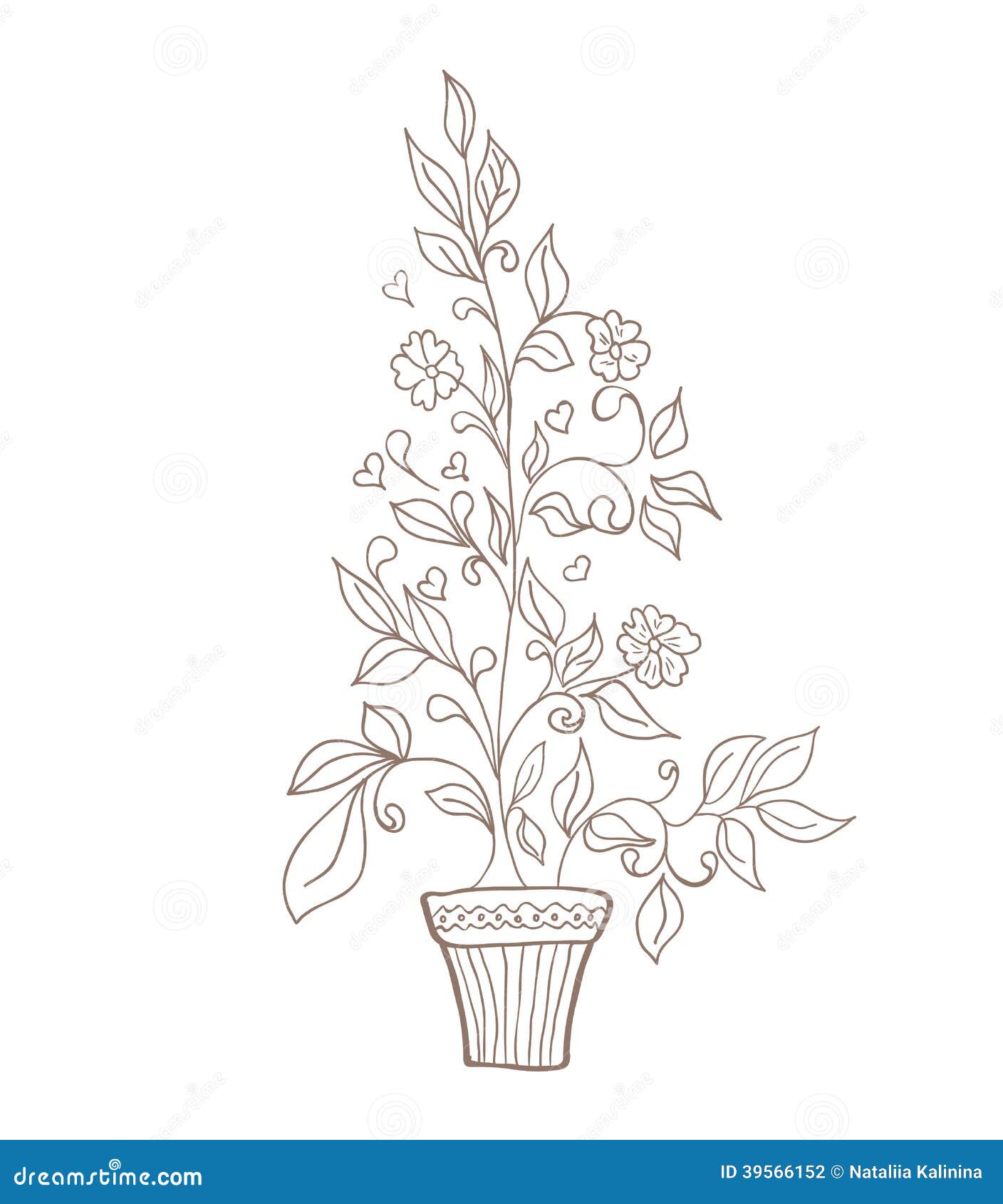 Flower in pot sketch stock vector. Illustration of draw - 39566152