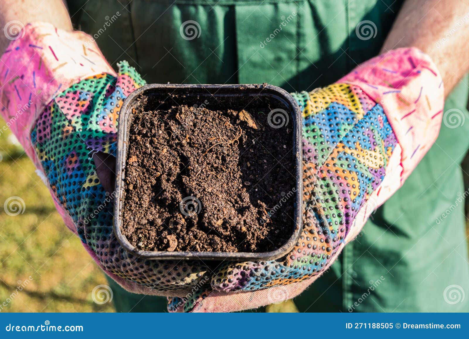 Flower Pot with Soil in the Garden in Spring Stock Image - Image of ...