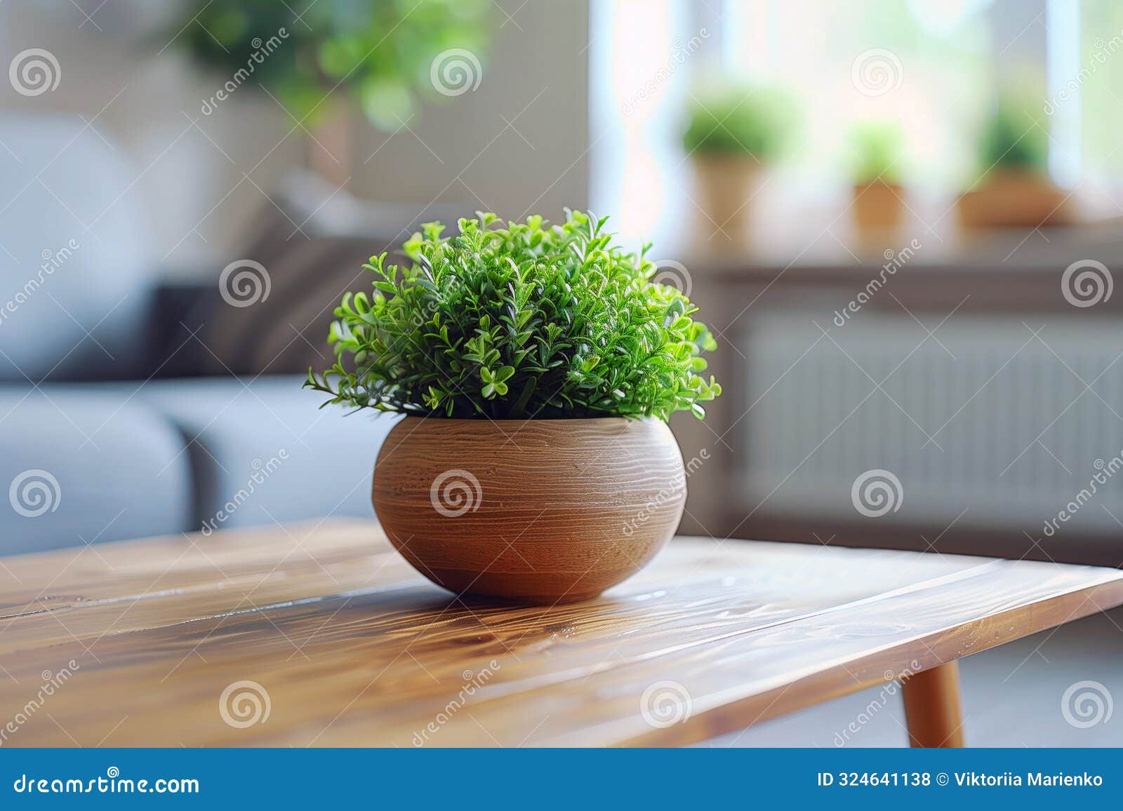 Flower Pot on the Table in the Living Room Stock Illustration ...