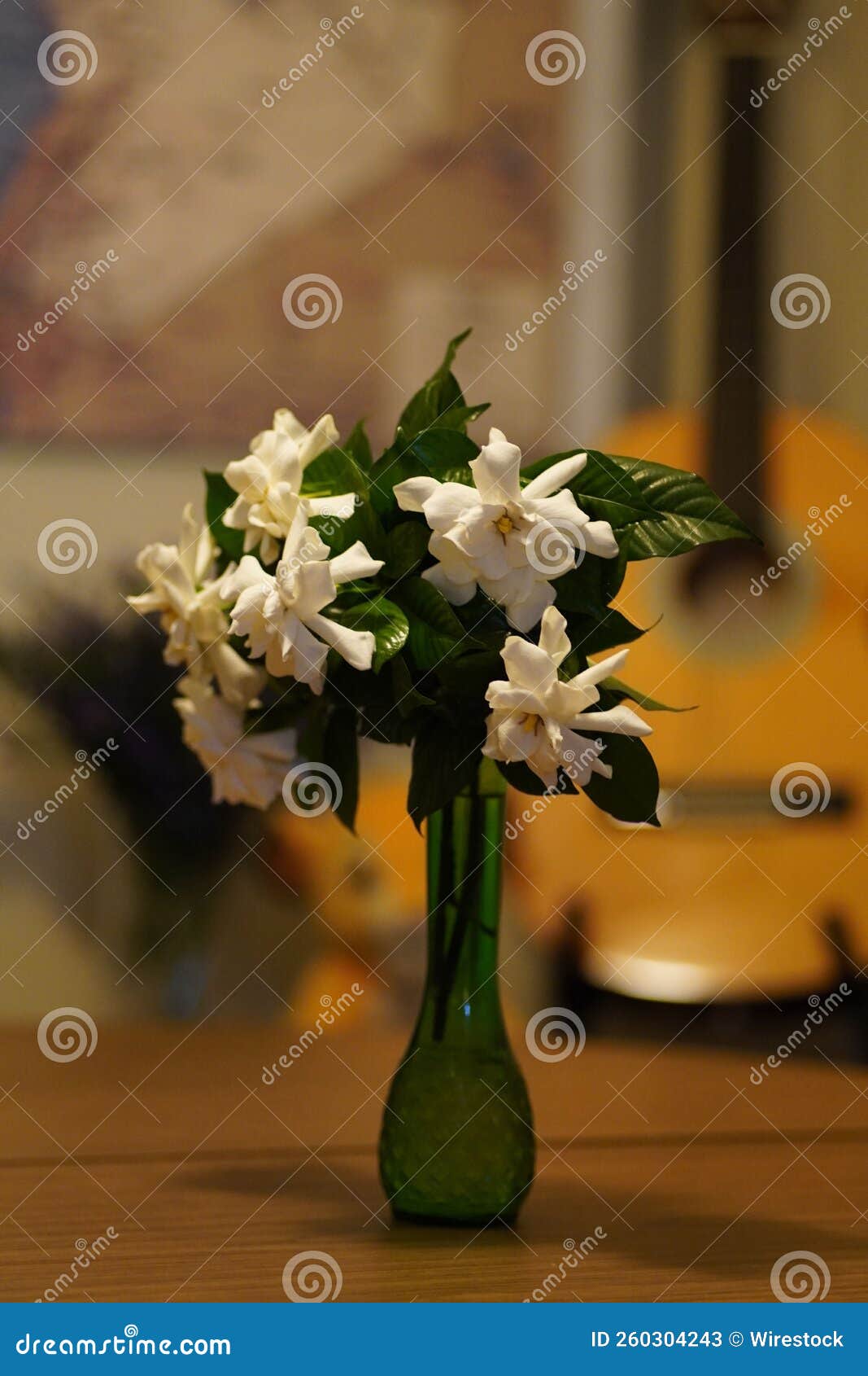 Flower Pot on the Table with White, Fragile Flowers in it, Vertical ...