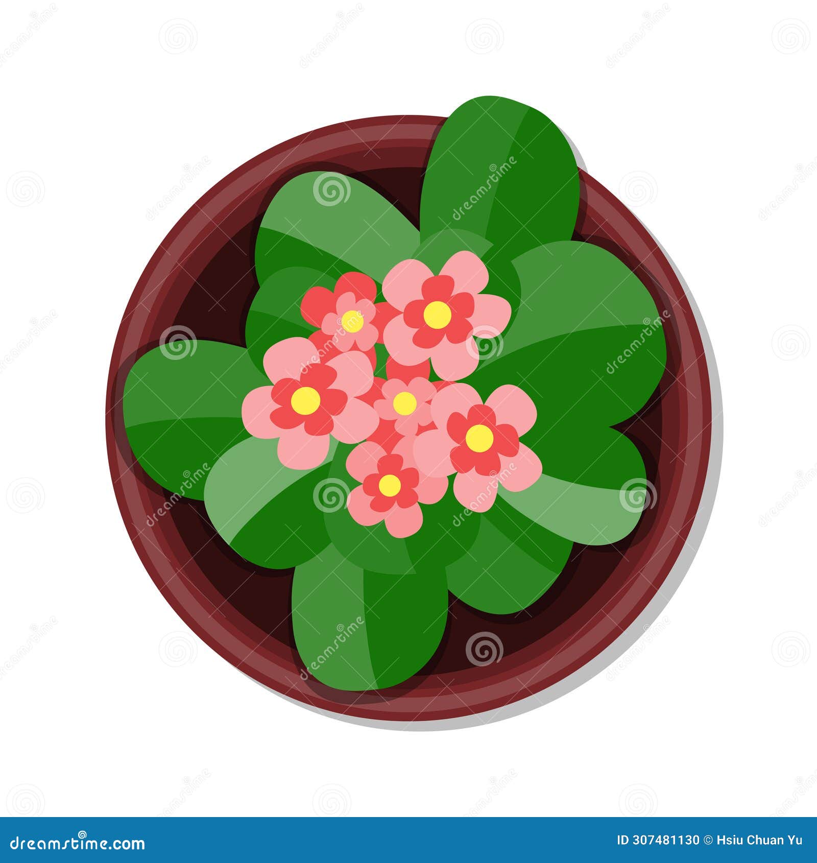 Flower Pot Top View Cartoon Illustration Stock Vector - Illustration of ...