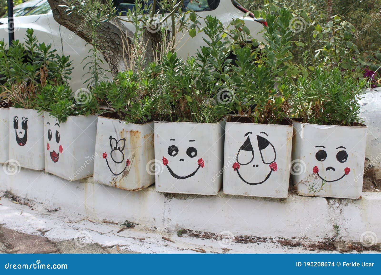 Flower Pots with Emojis on Them Stock Photo - Image of smiley, emojis ...