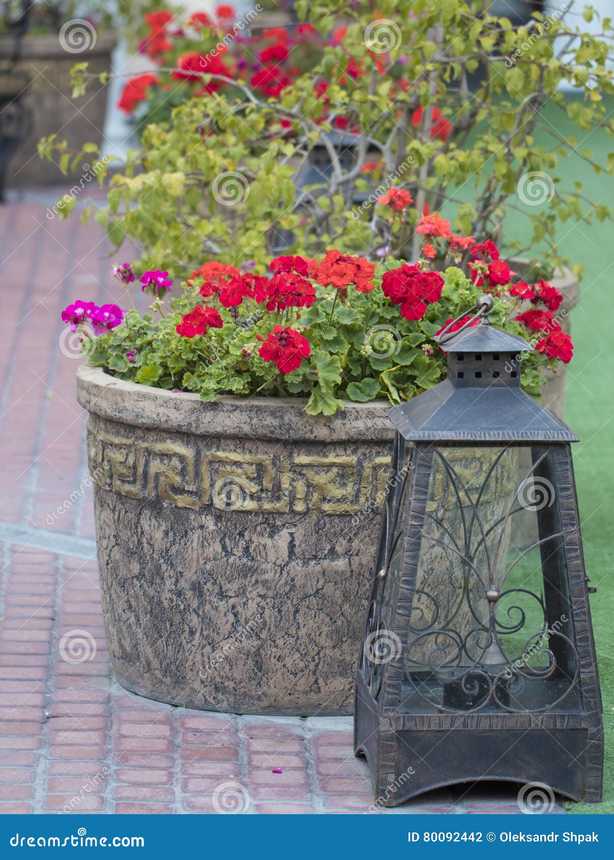 The Flower pots, lamps stock photo. Image of style, design - 80092442