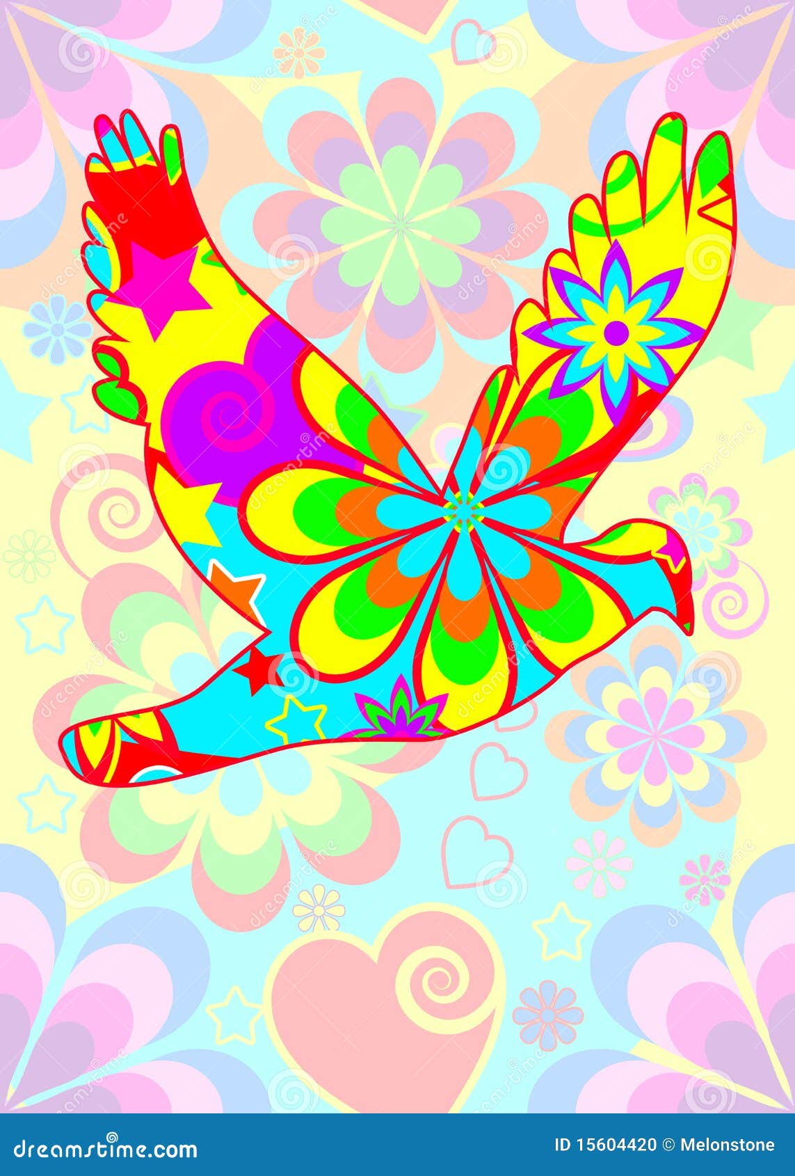 Flower power dove stock illustration. Illustration of power - 15604420