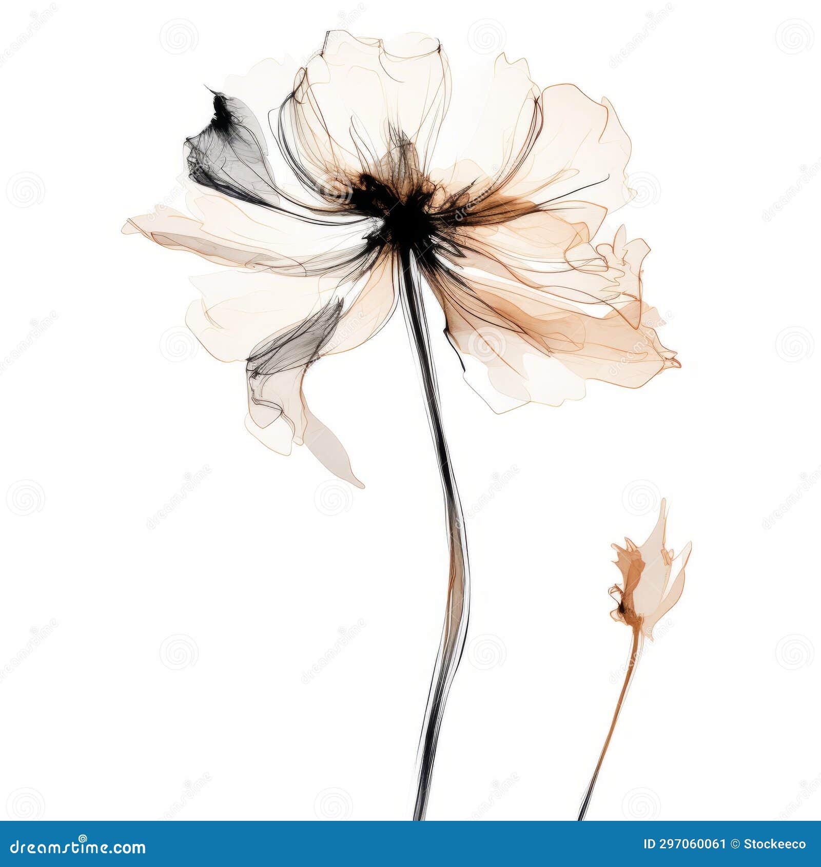Delicate Realism: Abstract Flower Illustration in Black and White Stock ...