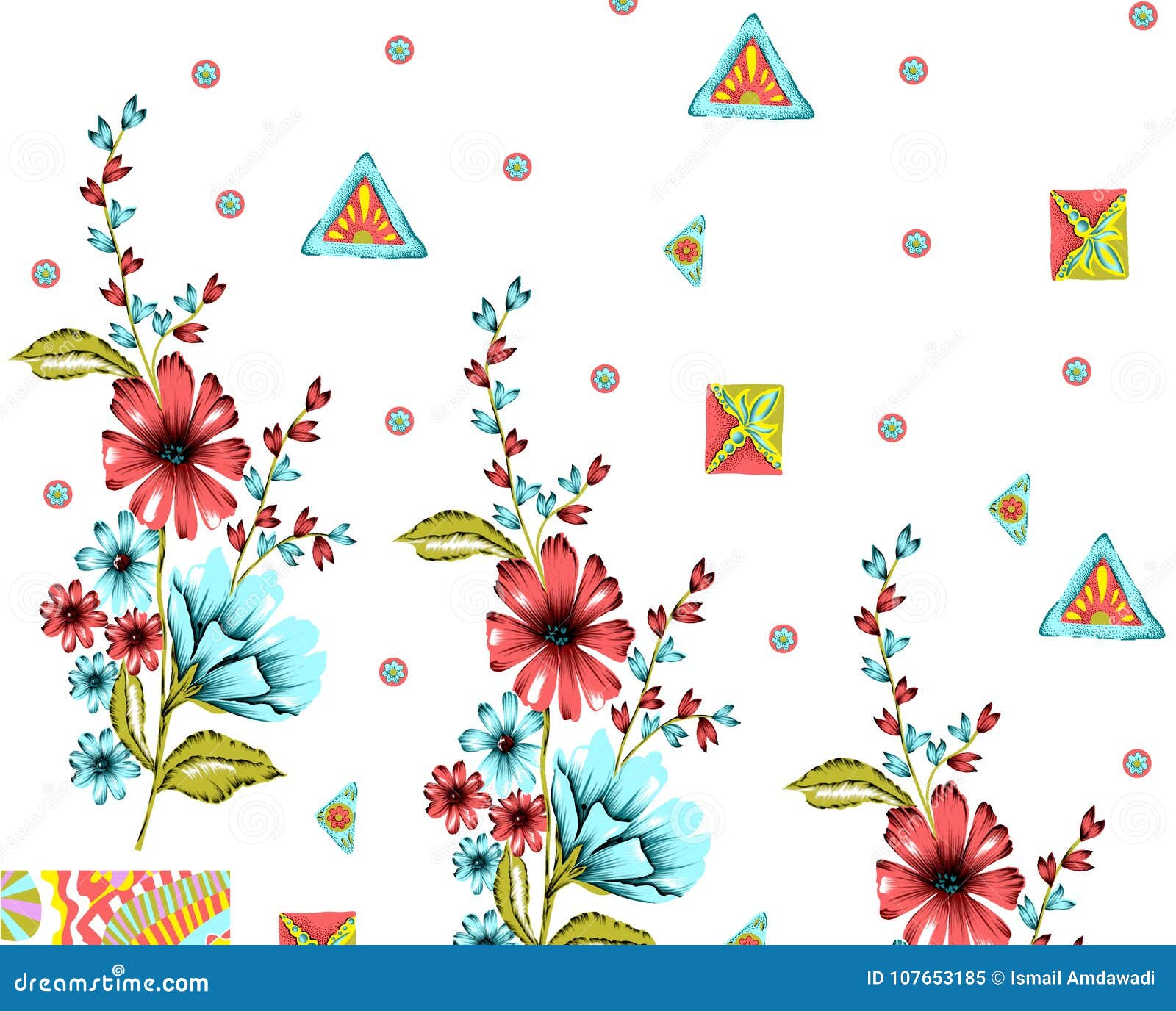 Flower Print Textile Design Stock Illustration - Illustration of floral ...