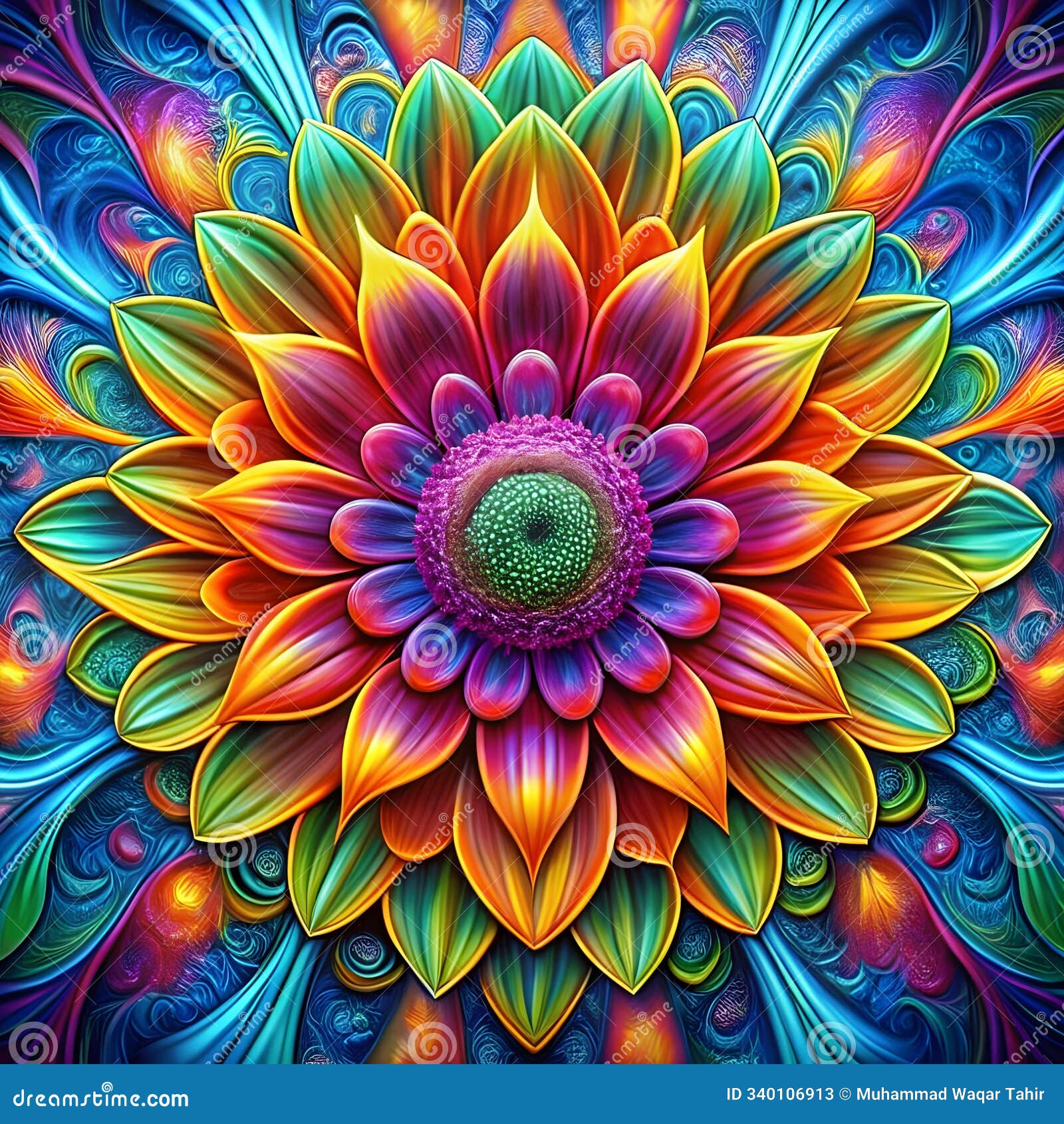 Blooming Vortex a Flower Transformed into Psychedelic Art Stock ...
