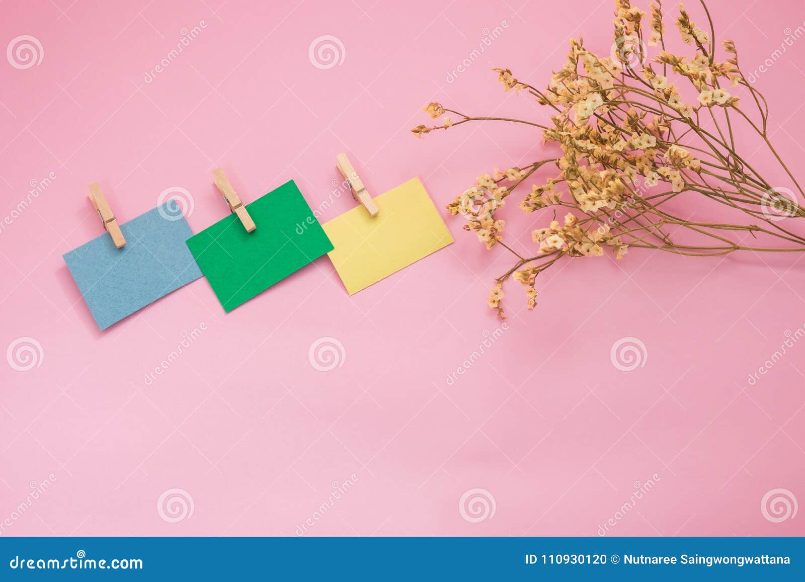 Flower Putting beside. Three Post it Note or Paper Office Note I Stock ...