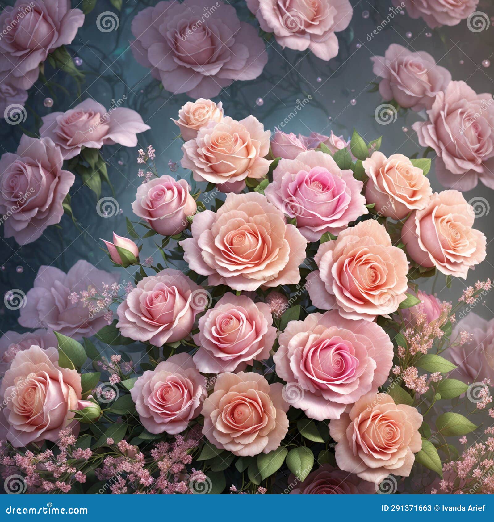 Flower Realistic Seamless Abstract Pattern. Floral Random Background ...