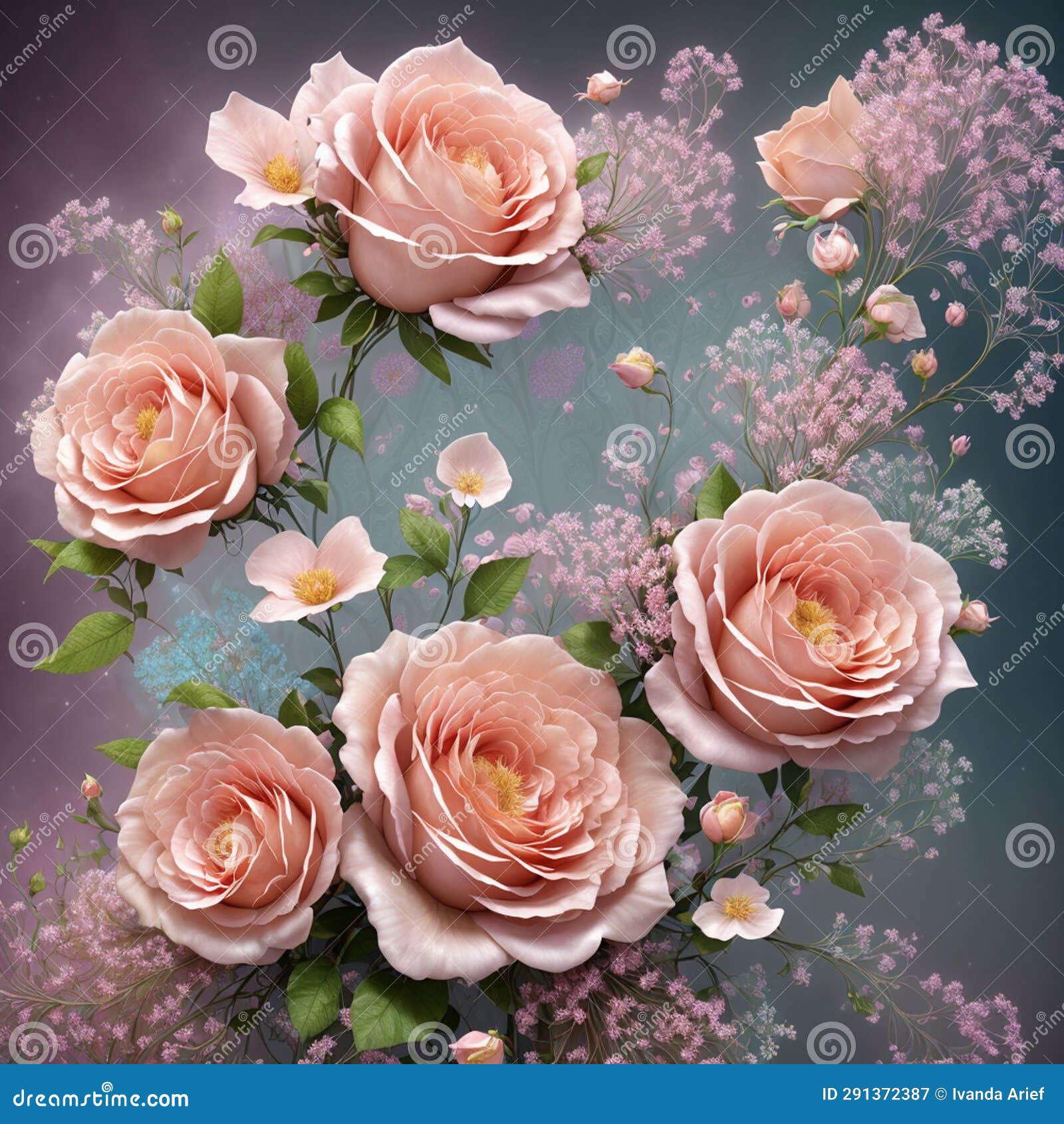 Flower Realistic Seamless Abstract Pattern. Floral Random Background ...