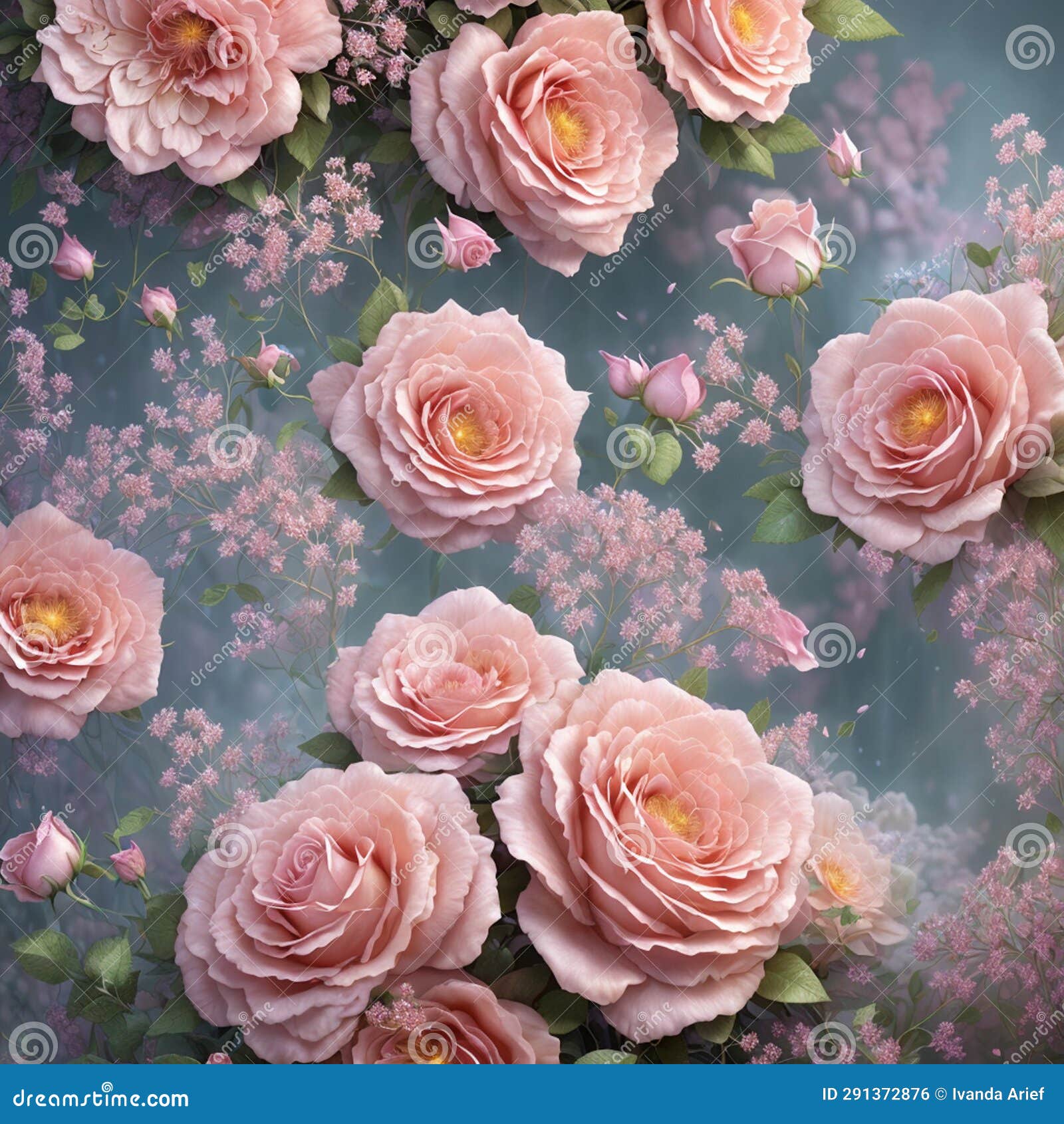 Flower Realistic Seamless Abstract Pattern. Floral Random Background ...