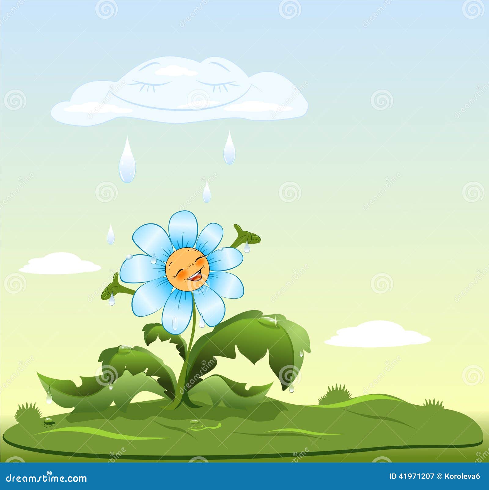 Flower rejoices rain stock illustration. Illustration of funny - 41971207