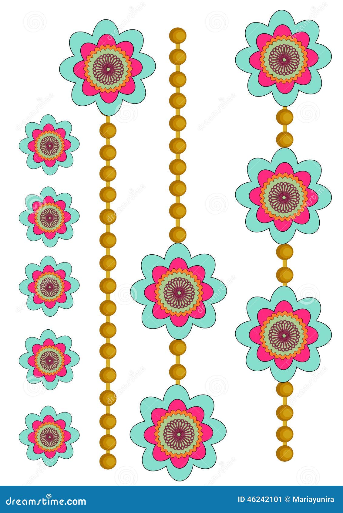 Flower Retro Decoration stock vector. Illustration of elements - 46242101