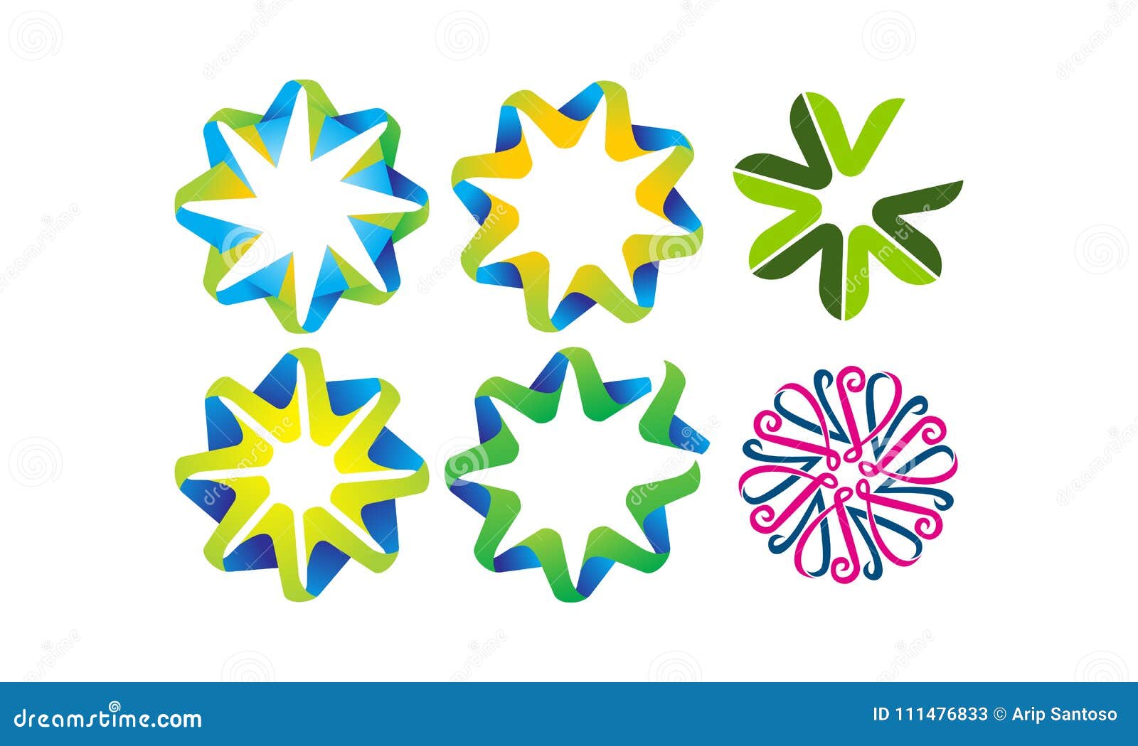 Flower Ribbon Template Set stock vector. Illustration of health - 111476833