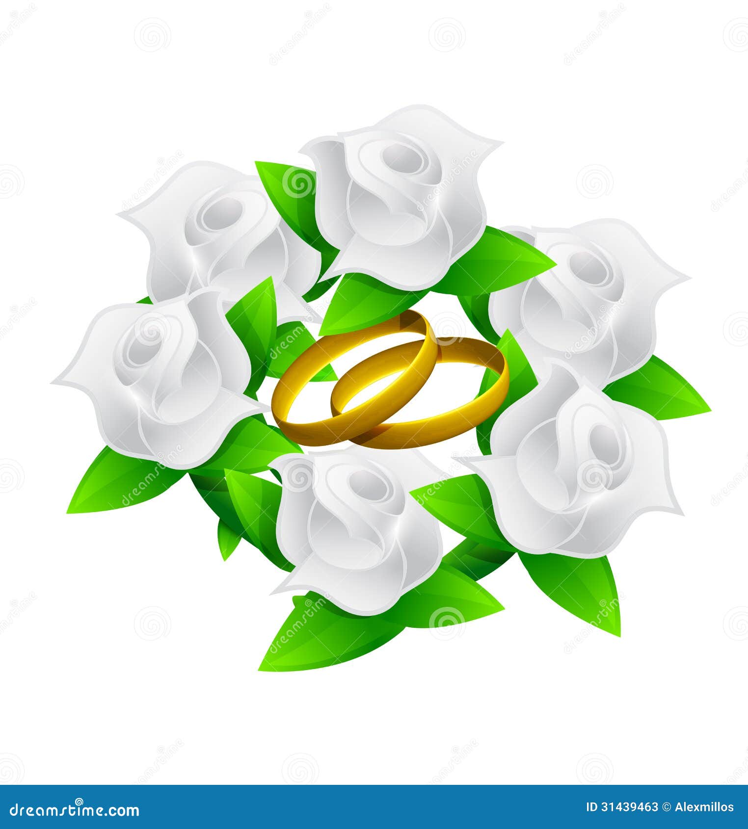 Flower and Rings Wedding Bouquet Illustration Stock Illustration ...