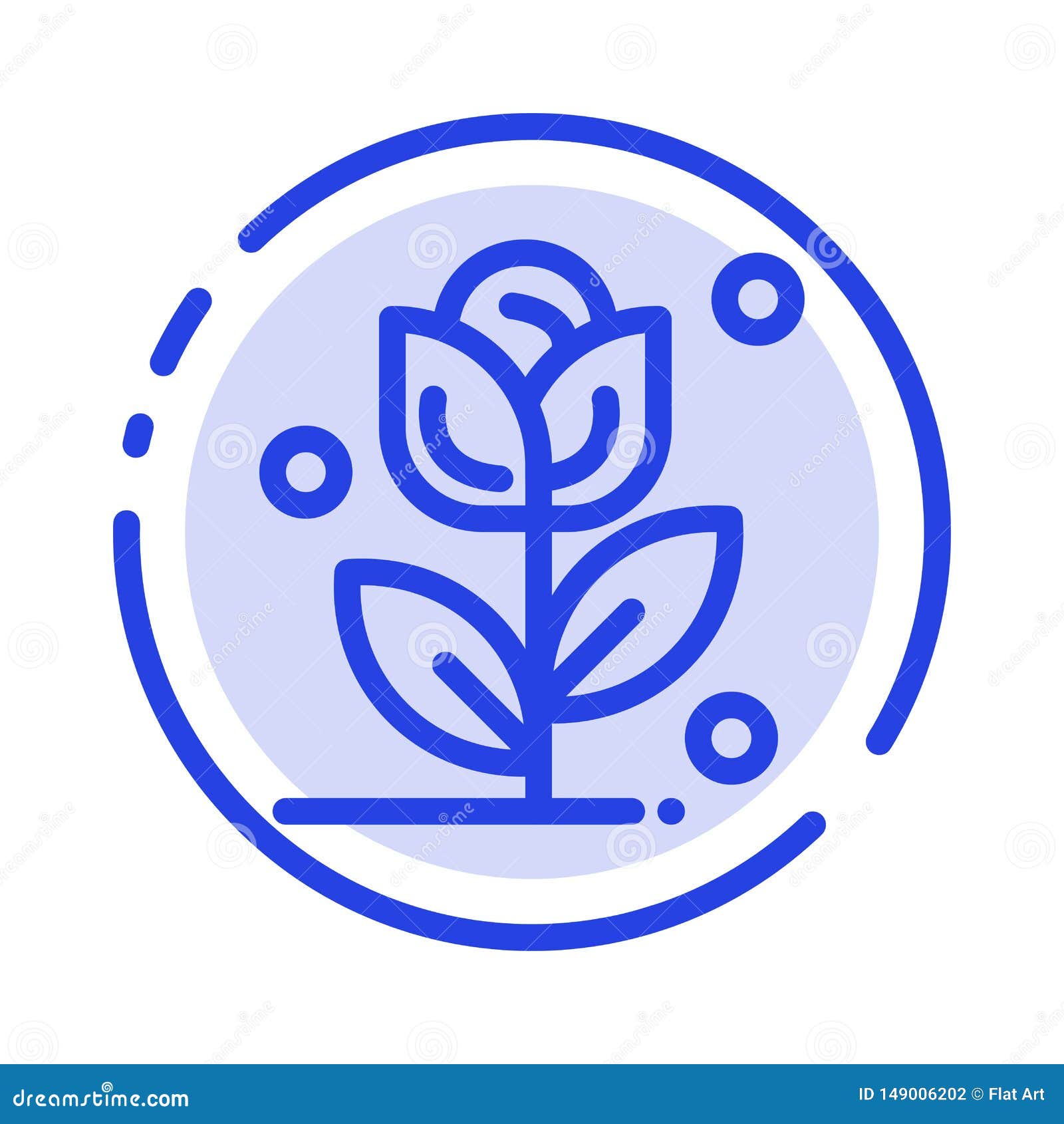 Flower, Rose, Love Blue Dotted Line Line Icon Stock Vector ...