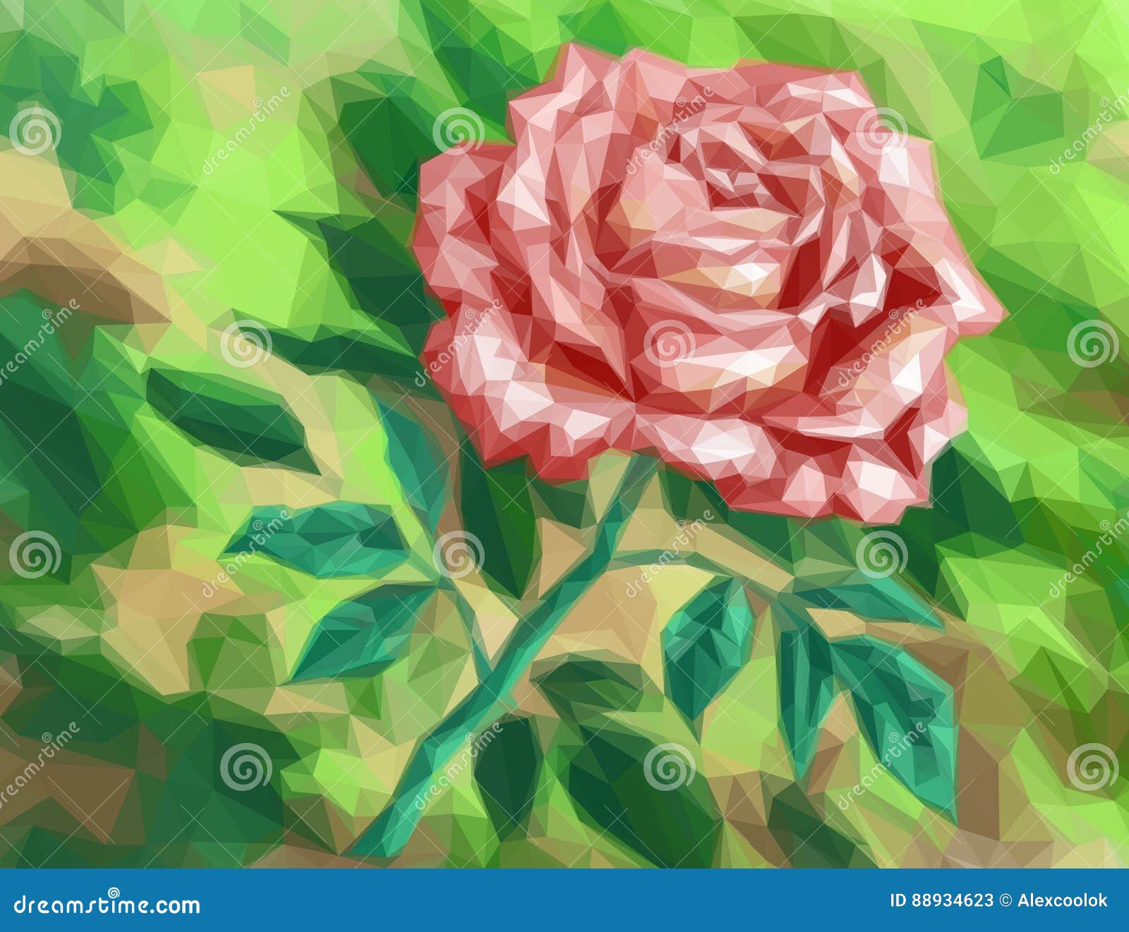 Flower Rose, Low Poly stock vector. Illustration of botany - 88934623