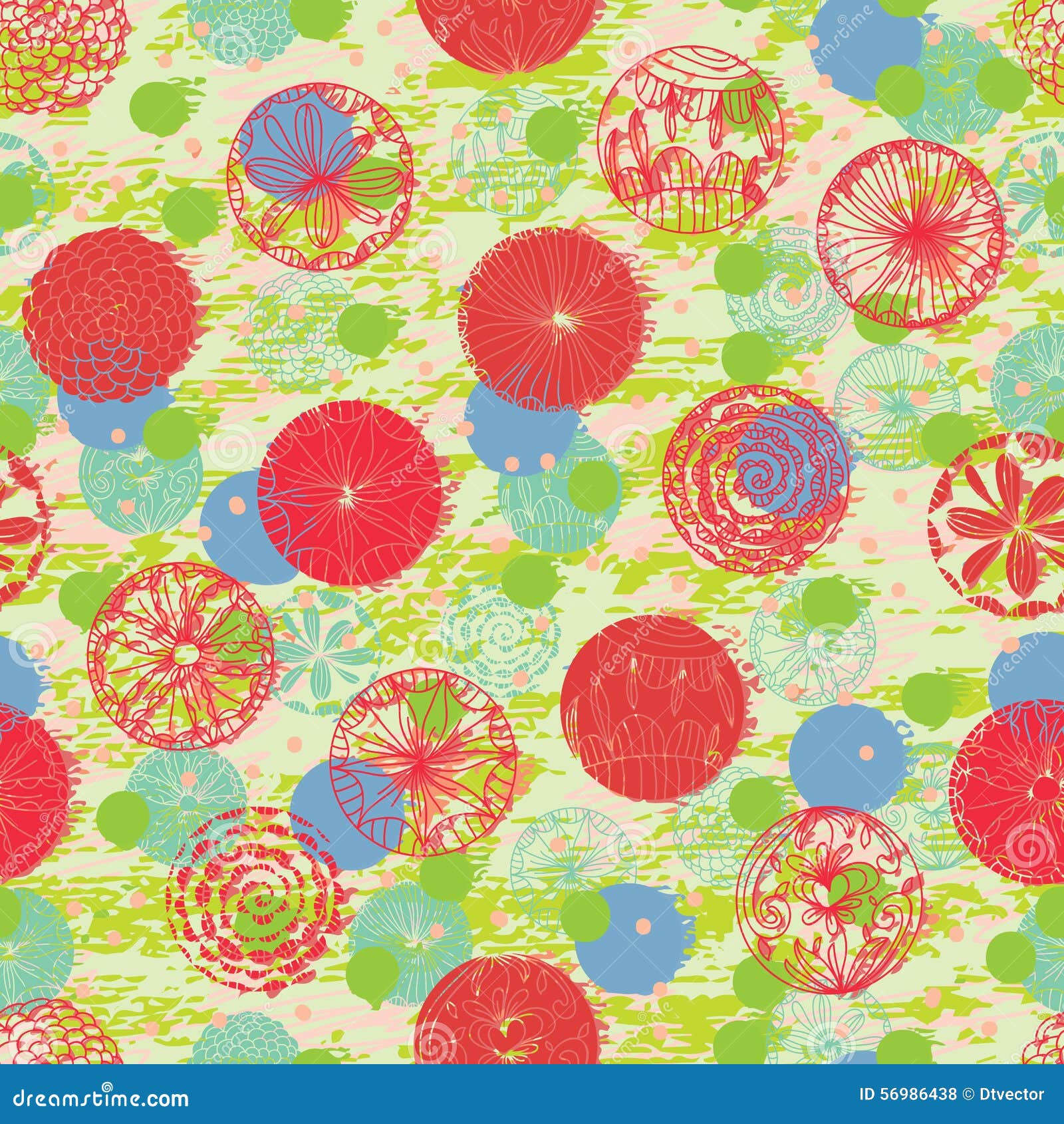 Flower Round Fabric Effect Seamless Pattern Stock Vector - Illustration ...