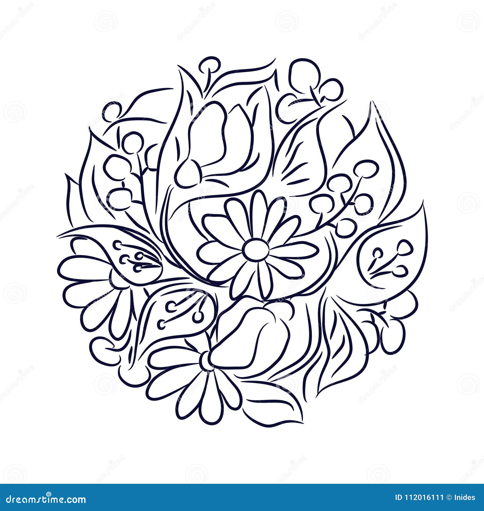 Flower Round Rosette Vector Isolated Composition. Stock Vector ...