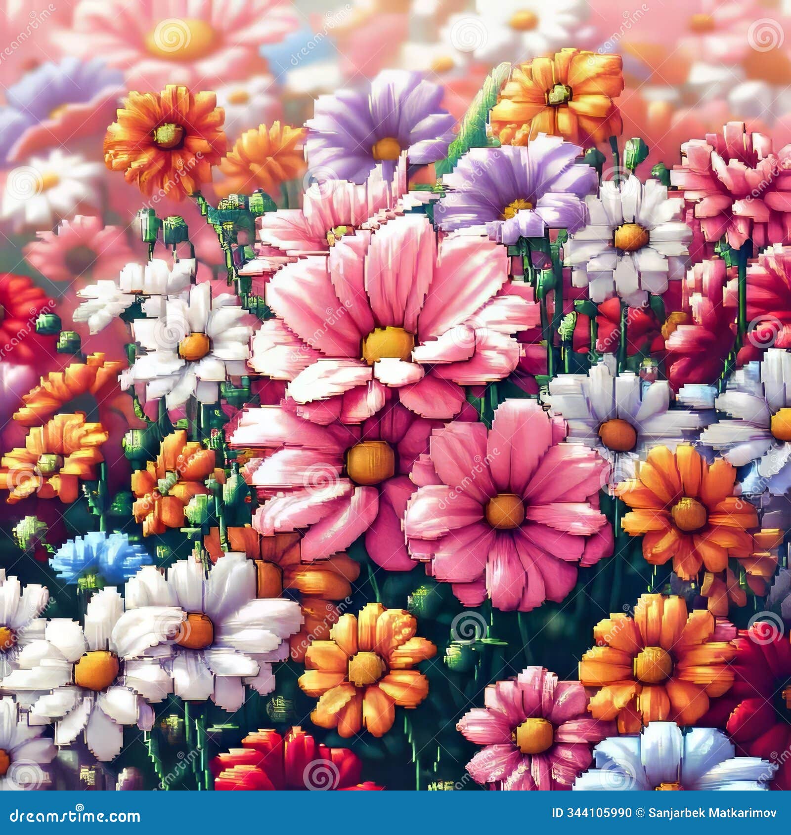 Flower's Petals In Pixelated Form Pixel Art Stock Photography ...