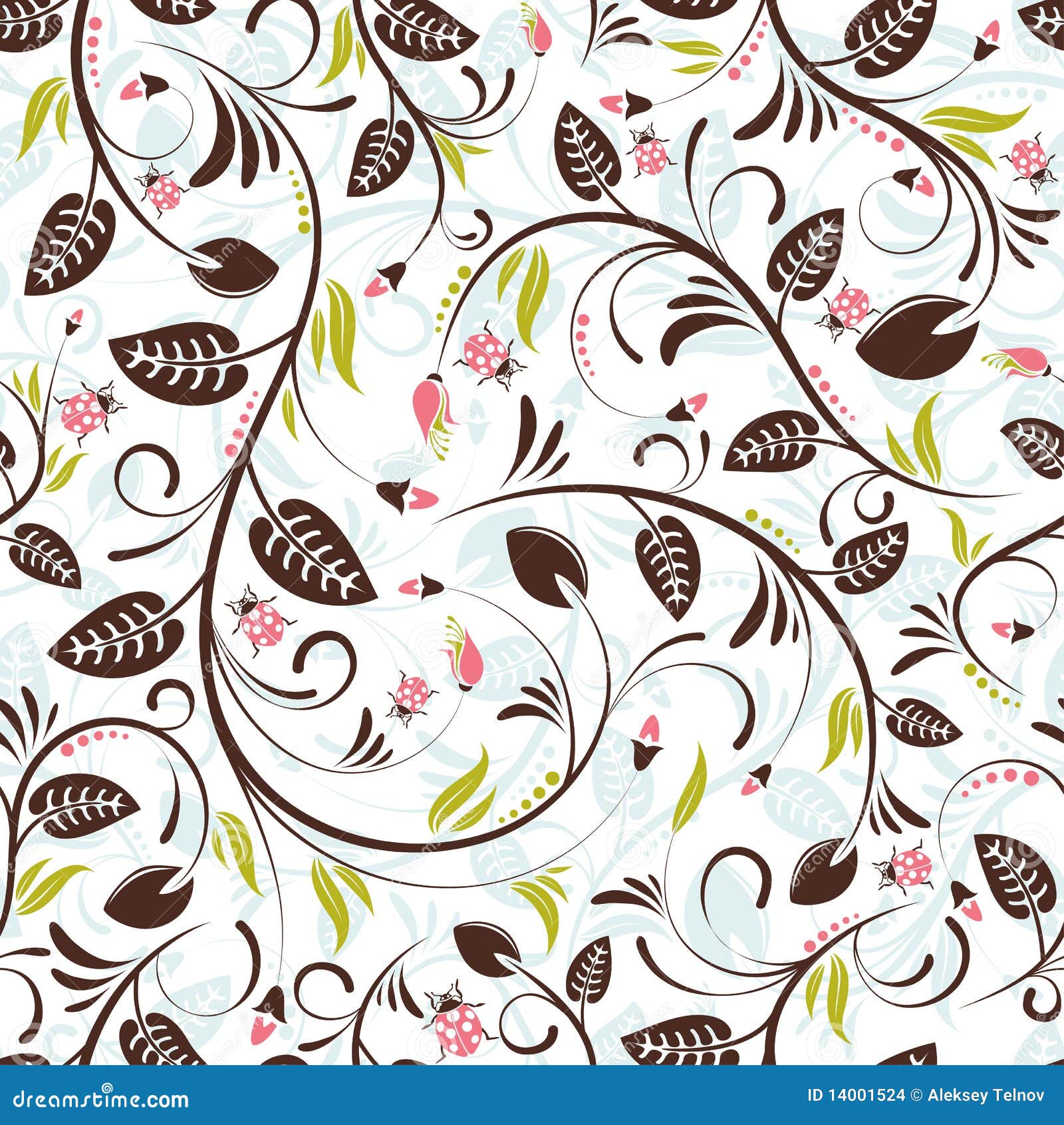 Flower seamless pattern stock vector. Illustration of green - 14001524