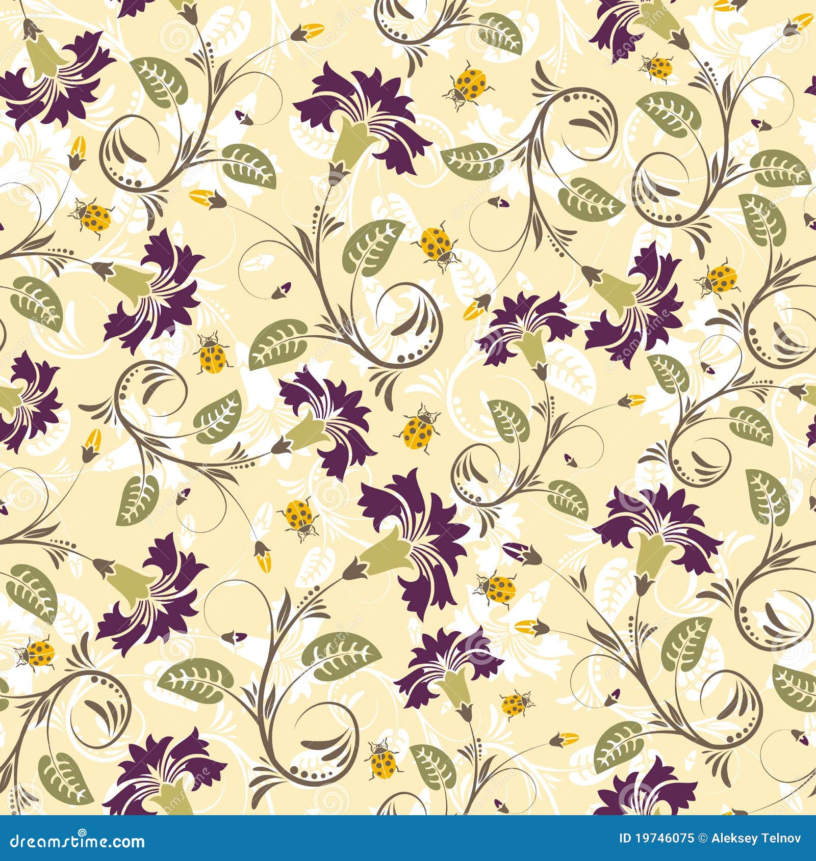 Flower seamless pattern stock vector. Illustration of silhouette - 19746075