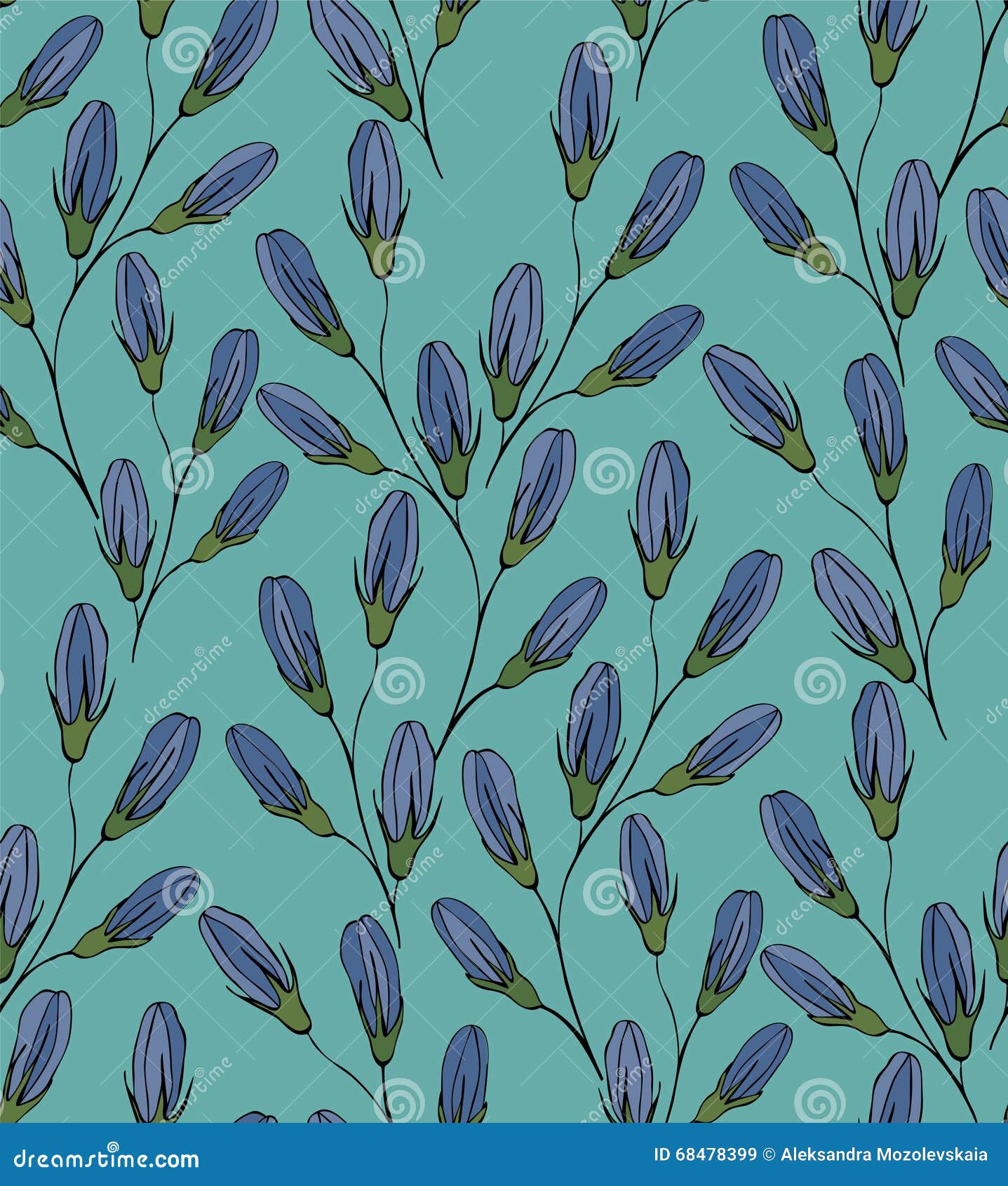 Flower Seamless Pattern with Bluebells. Stock Vector - Illustration of ...