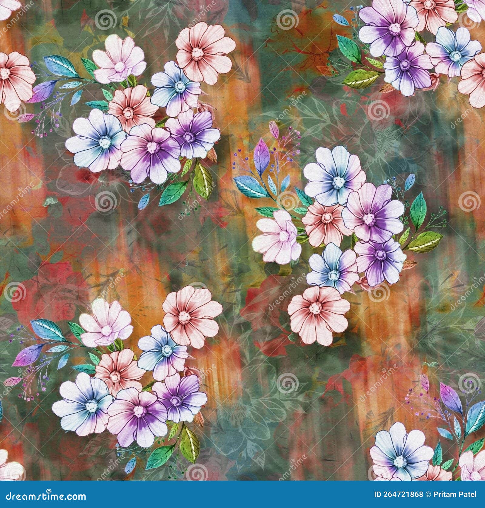 Flower Seamless Pattern. Indian Decorative Design for Textile,print ...