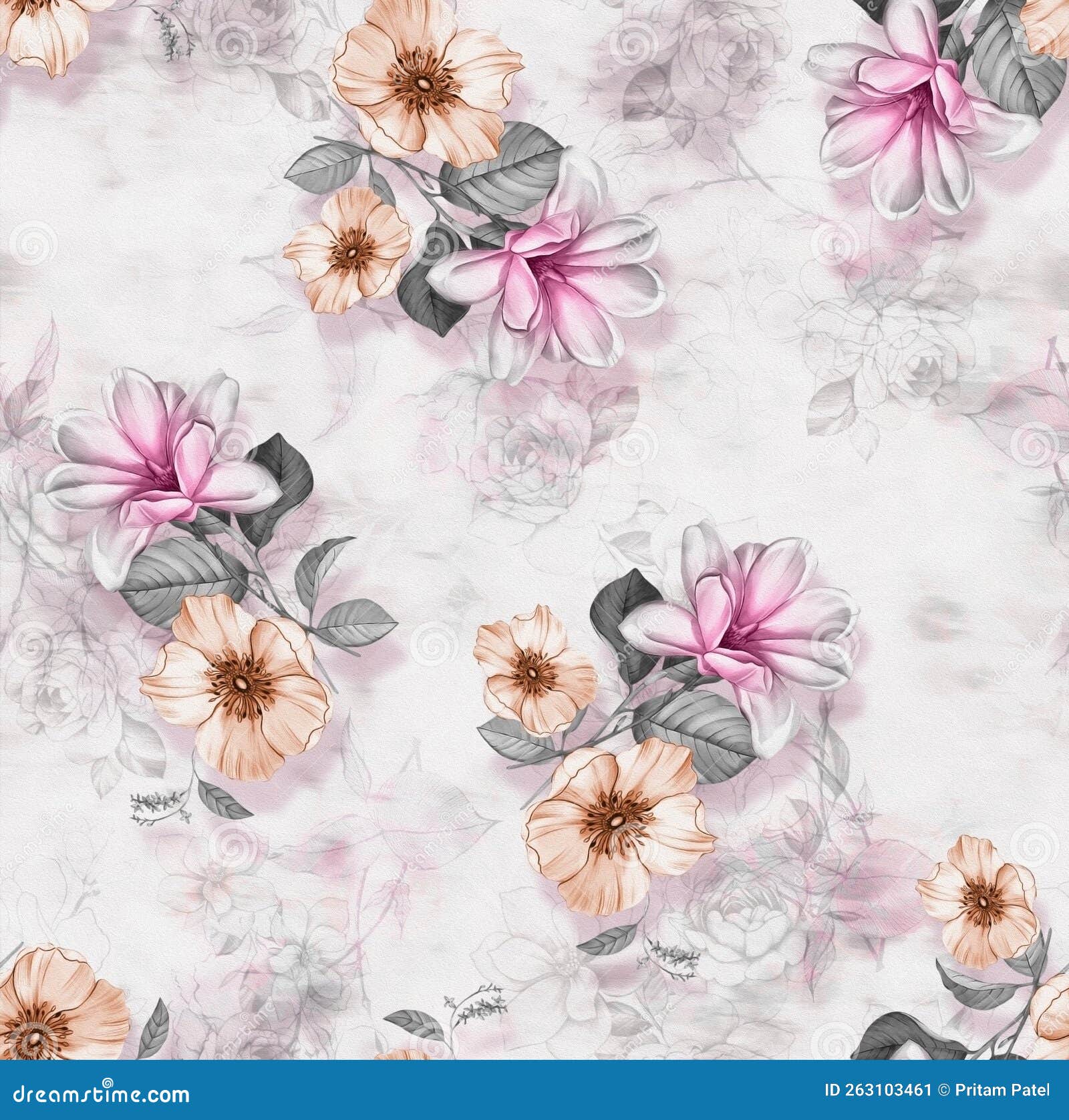 Flower Pattern with Light Background Stock Illustration - Illustration ...
