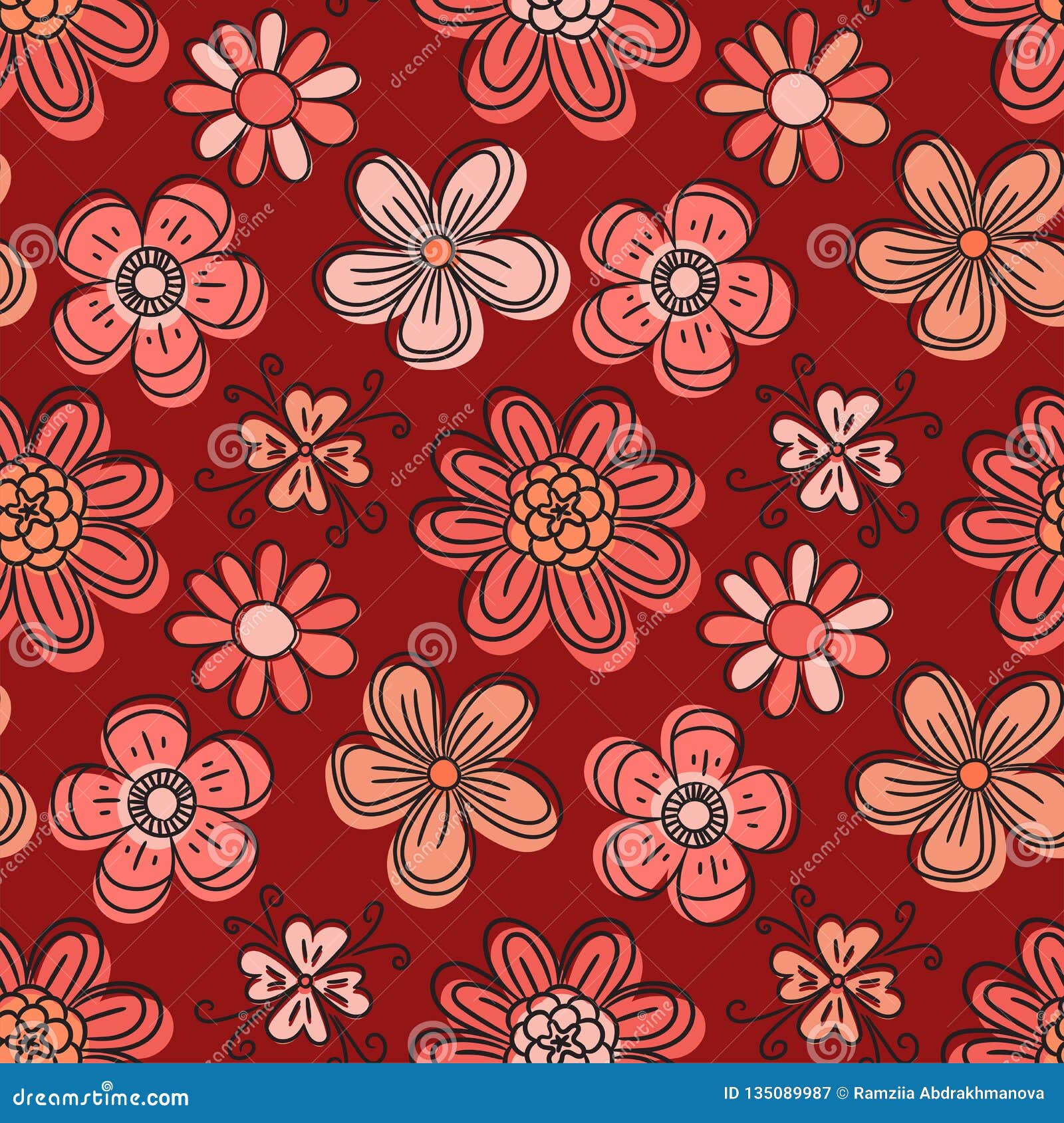 Red Floral Vector Wallpaper