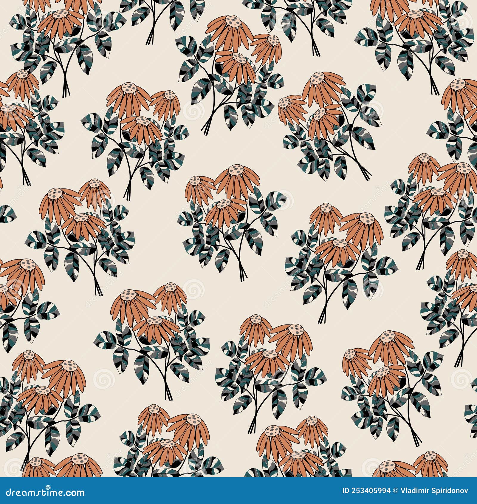 Flower Seamless Pattern Vector Illustration Background for Wallpaper ...