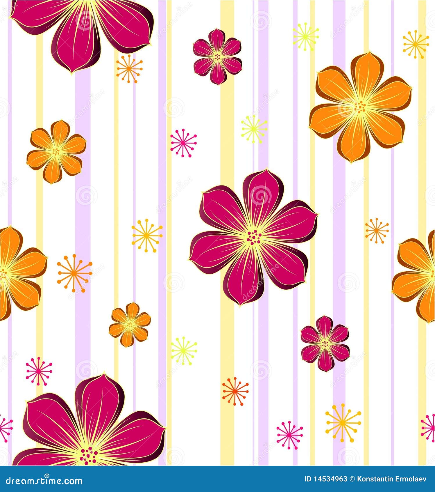 Flower Seamless Retro Background. Vector Stock Illustration ...