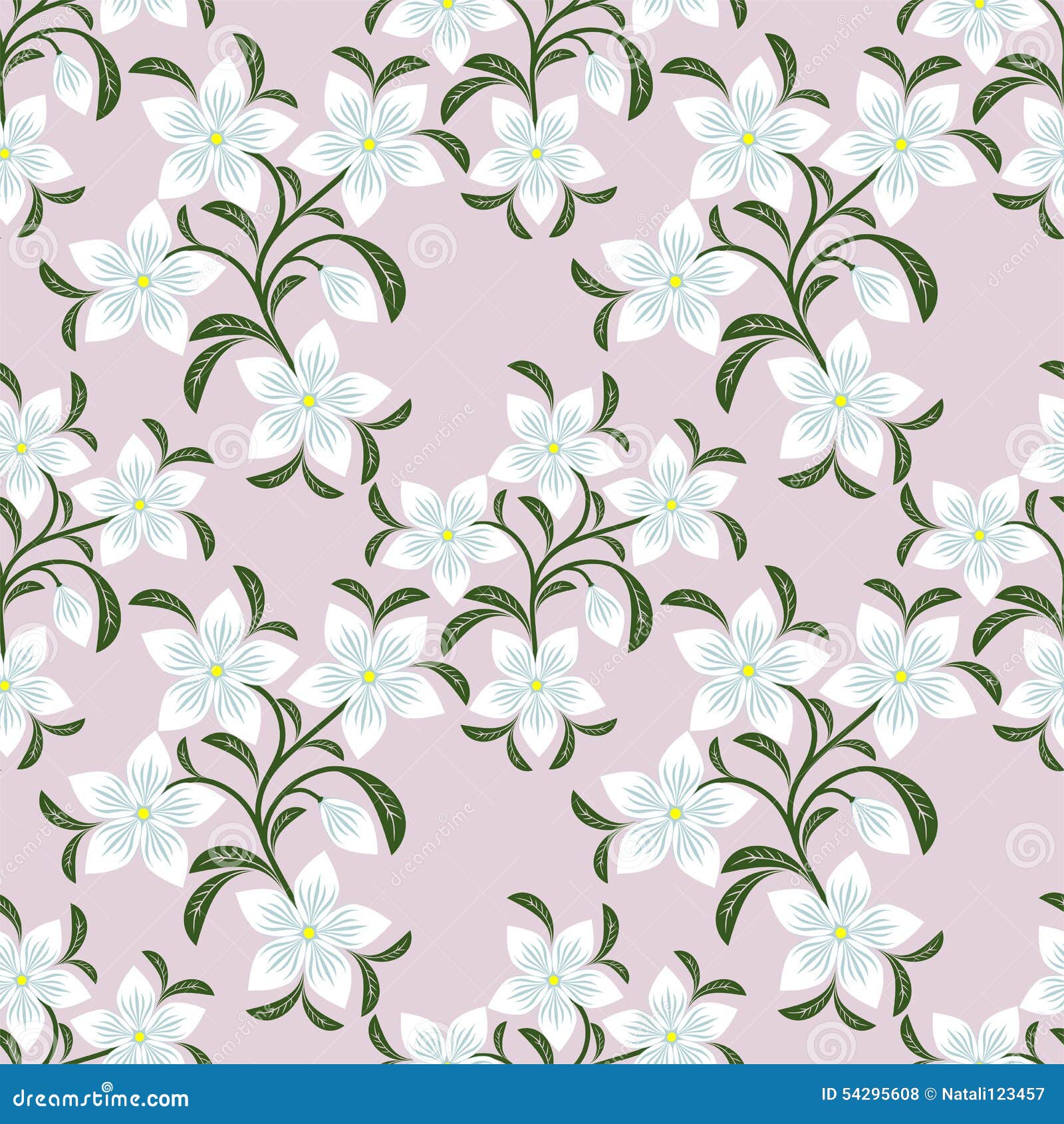 Flower Seamless Wallpaper with White Flowers. Stock Vector ...