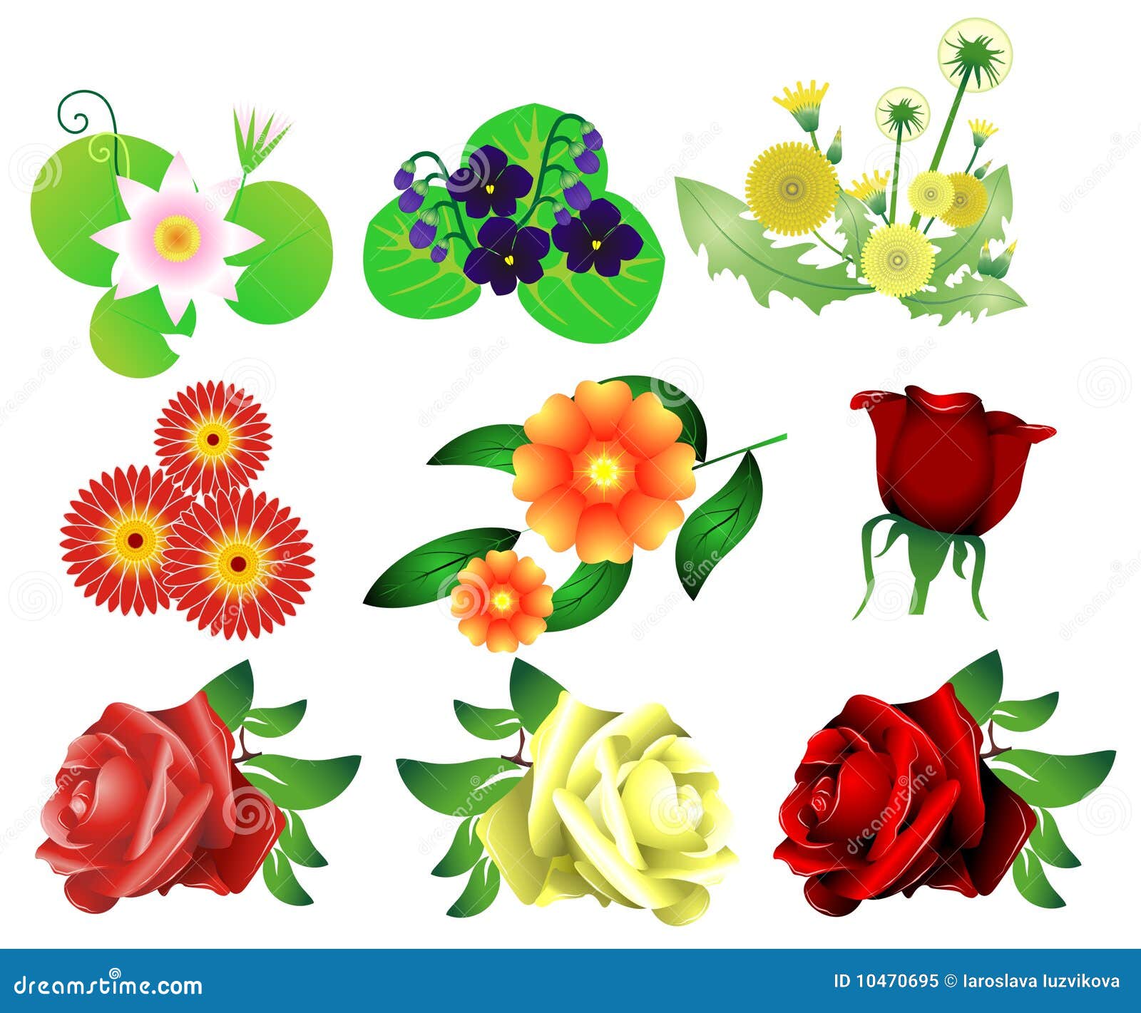 Flower set vector stock vector. Illustration of revival - 10470695