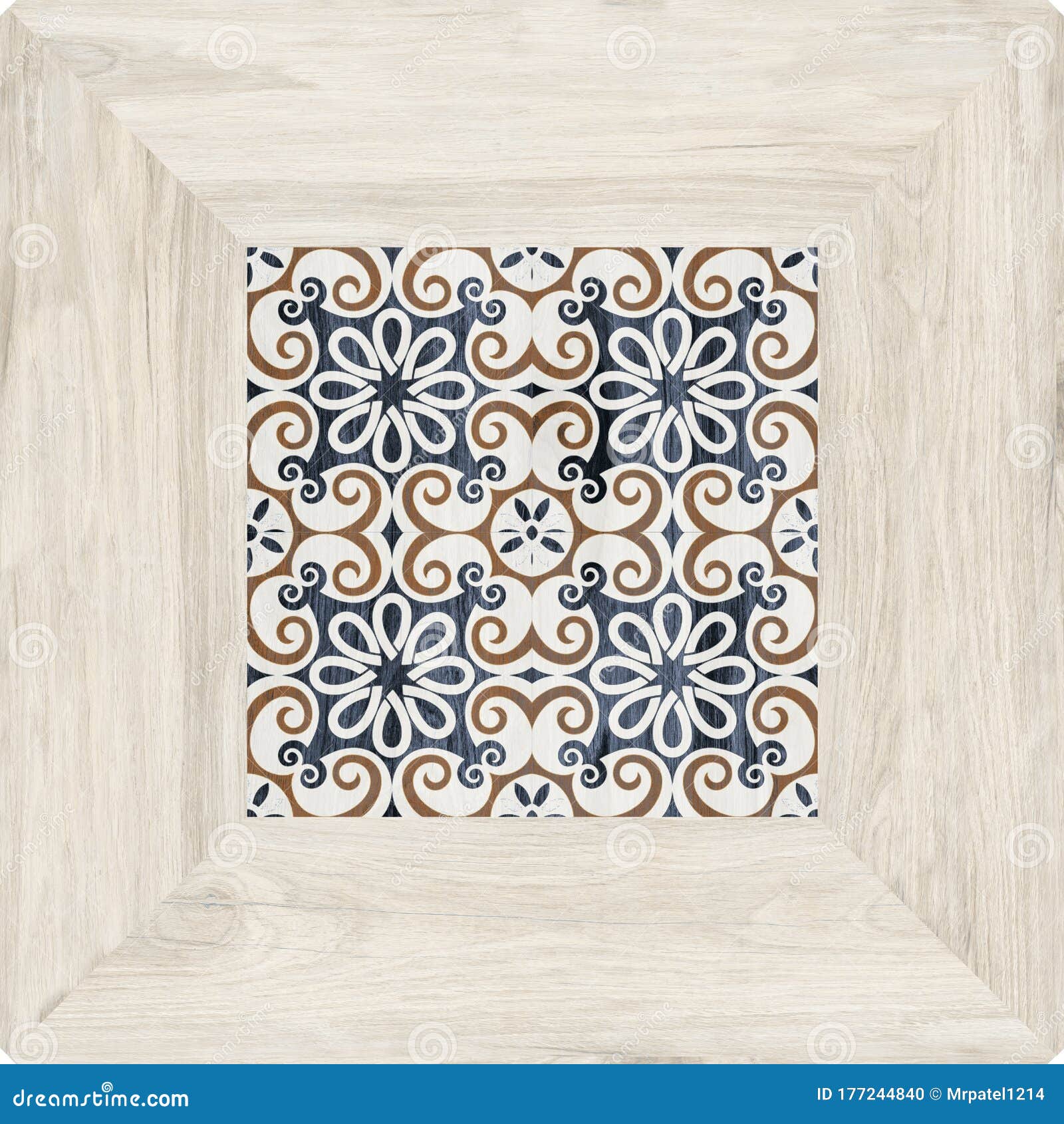 Flower Shape Pattern Geometric Wooden Mosaic Decor Floor and Wall Tile ...