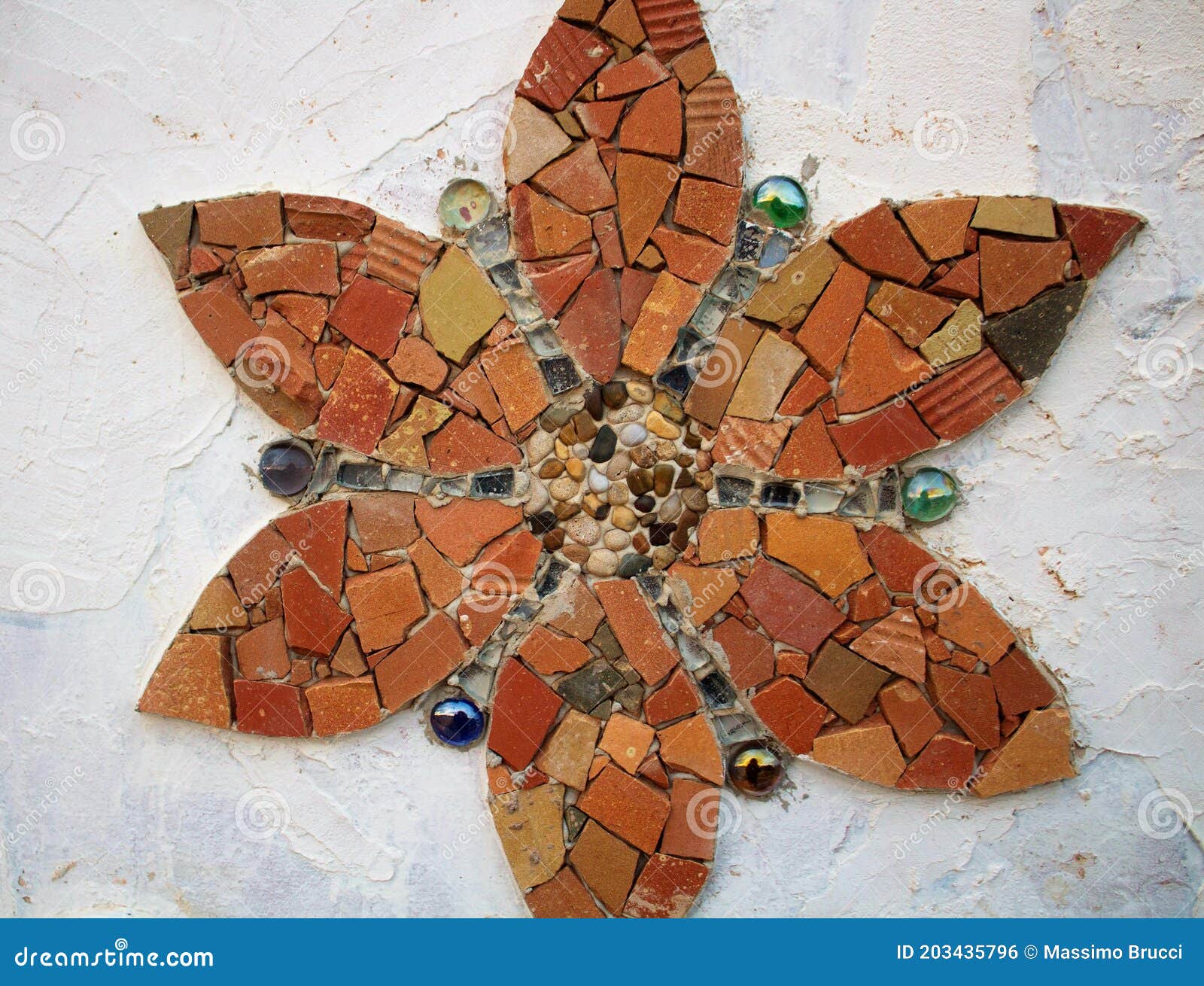 Flower Shaped Brick Mosaic Texture on White Background Stock Photo ...