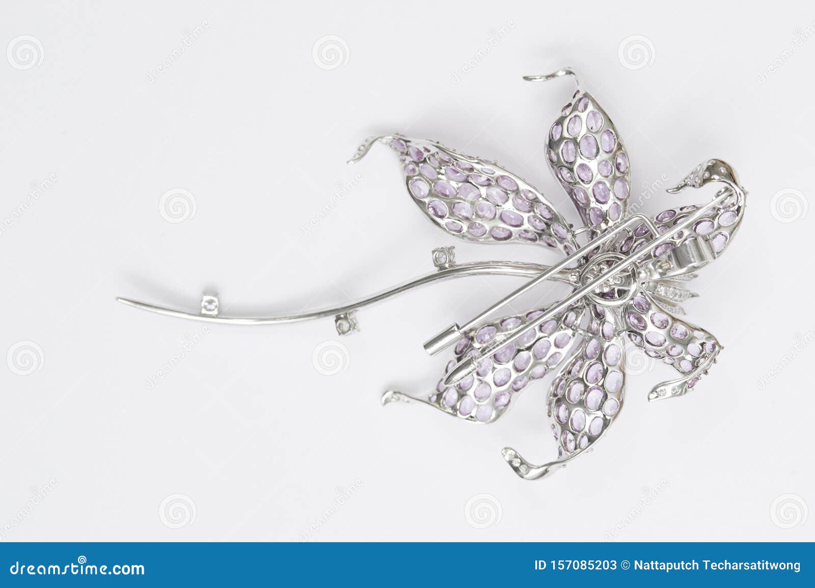 Flower Shaped Brooch on Whtie Background Stock Image - Image of pattern ...