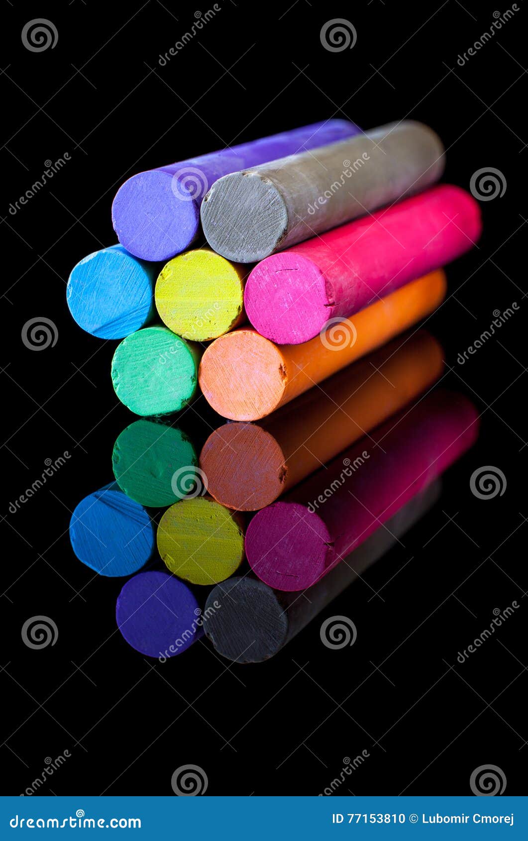 Flower-shaped Colored Chalk on a Black Background Stock Photo - Image ...