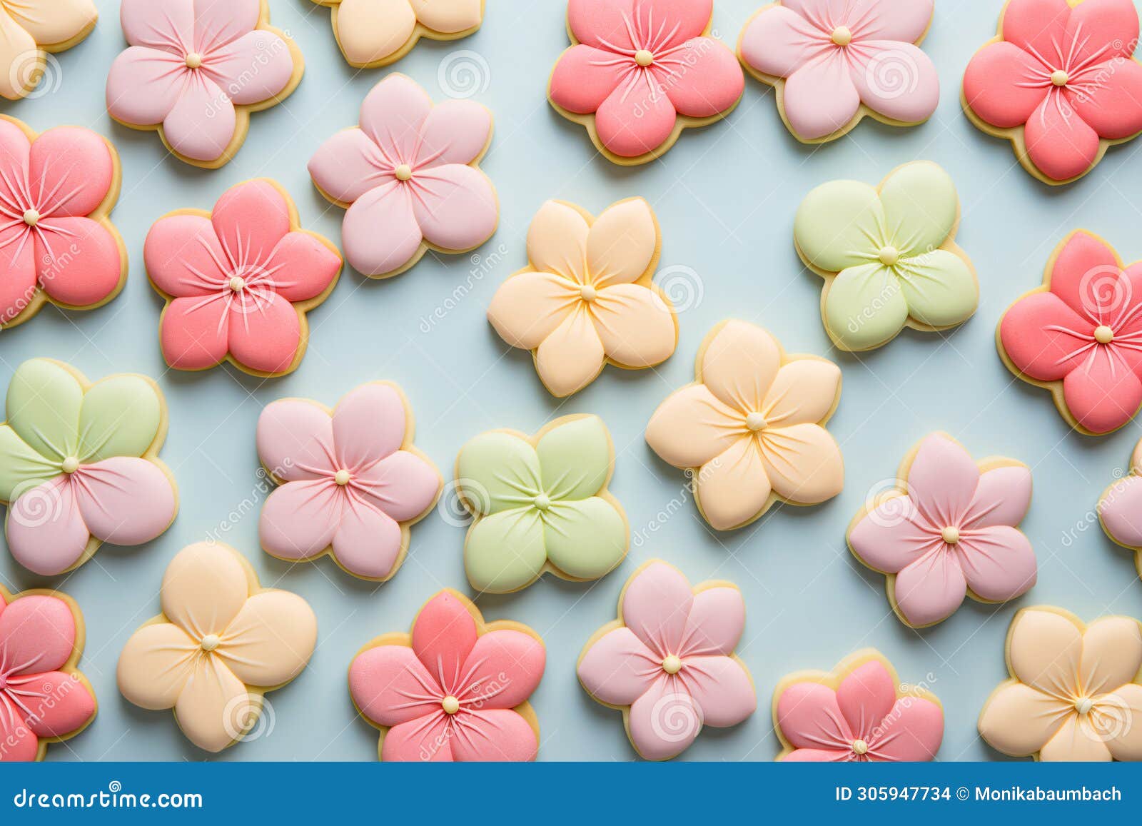 Flower Shaped Cookies with Icing Stock Illustration - Illustration of ...