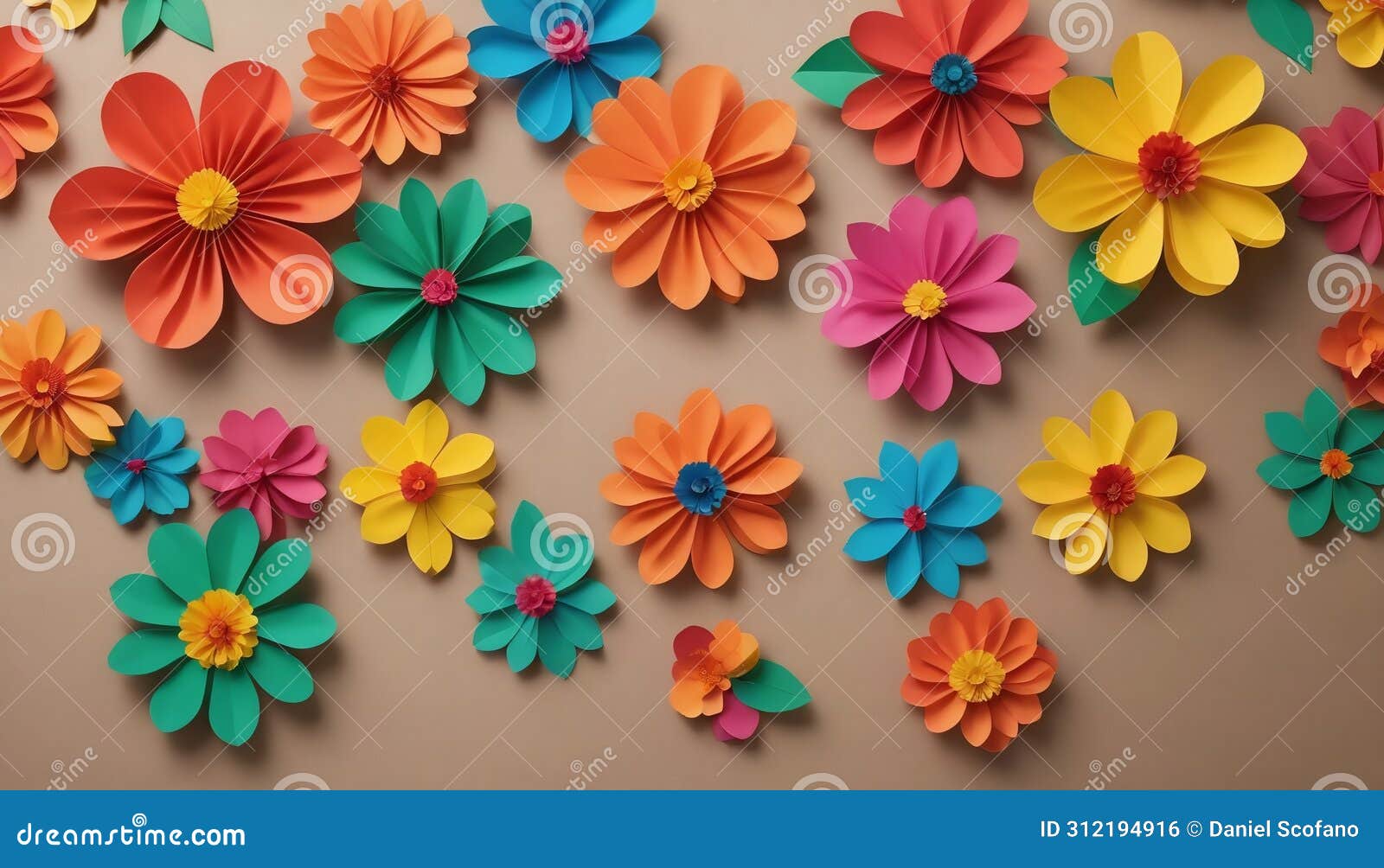 Flower-Shaped Paper Decorations for Cinco De Mayo. Generative AI Stock ...