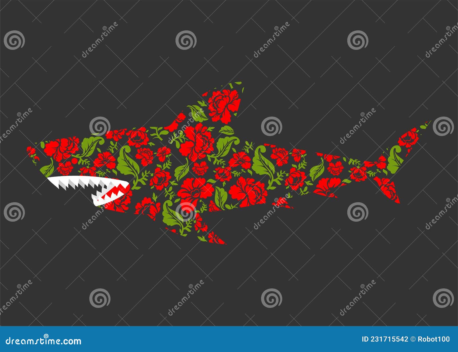 Flower Shark. Marine Predator Made of Flowers Stock Vector ...
