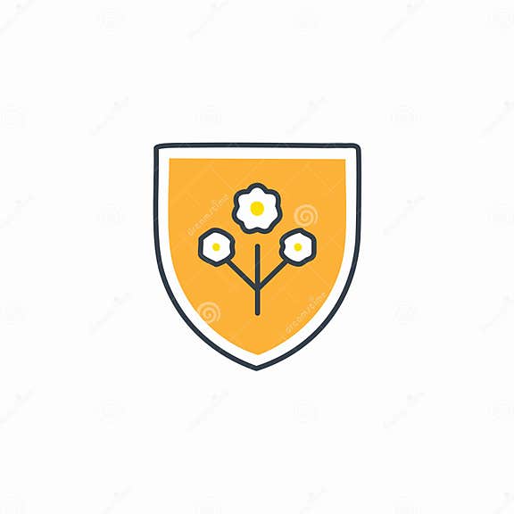 Flower Shield Icon. Flat Color Design Stock Vector - Illustration of ...